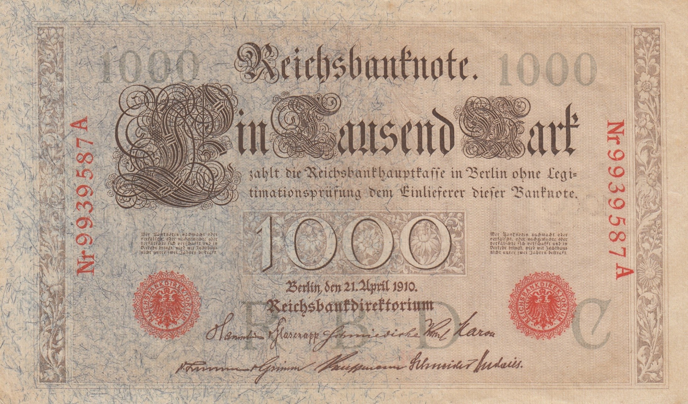 Germany, 1000 Mark, 1910, XF, p44b - Aukcja internetowa / Licytacja ...