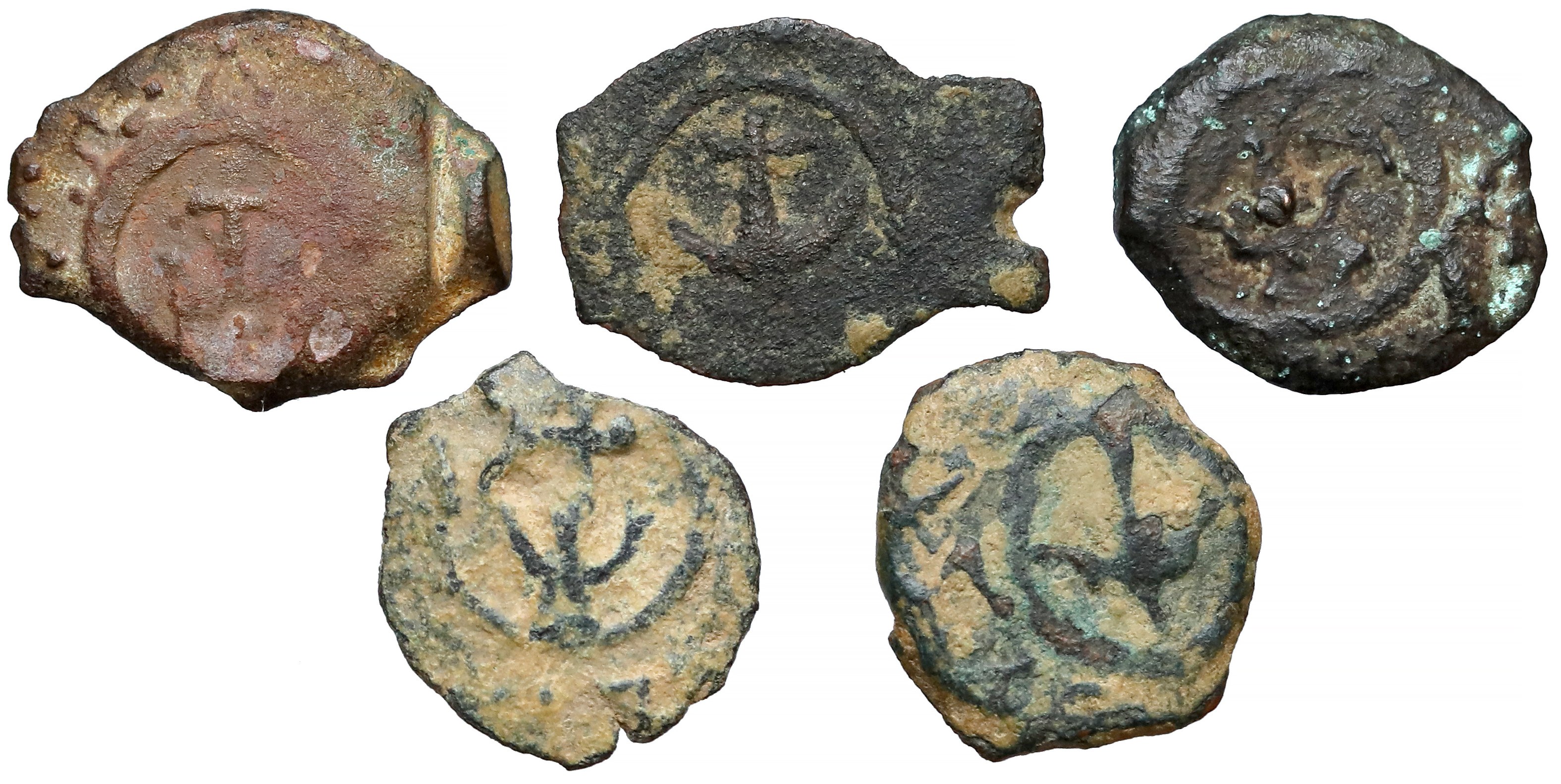 Grecja, Judea, Aleksander Jannaeus (103-76 p.n.e) zestaw Leptony (5 szt ...