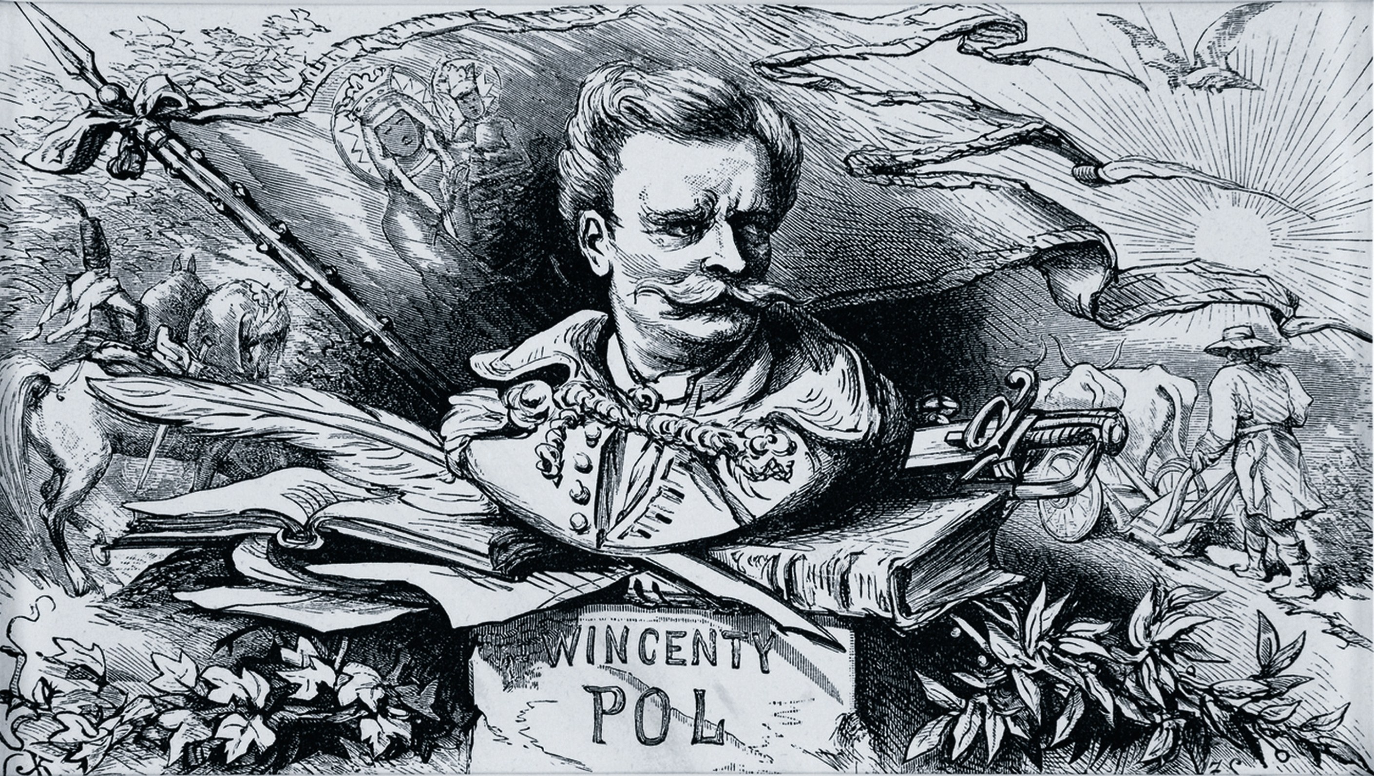 Juliusz Kossak (1824-1899), Wincenty Pol, winieta do Mohorta, 1860 ...