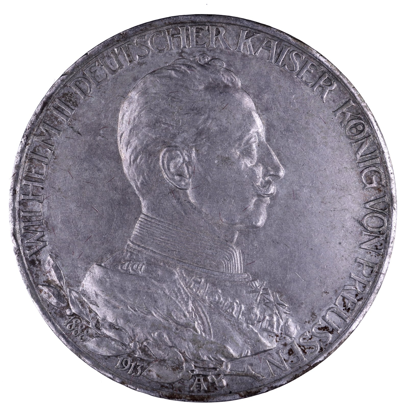 Niemcy, Cesarstwo Niemieckie 1871-1918, Prusy, Wilhelm II 1888-1918, 3 marki 1913 A, Berlin ...