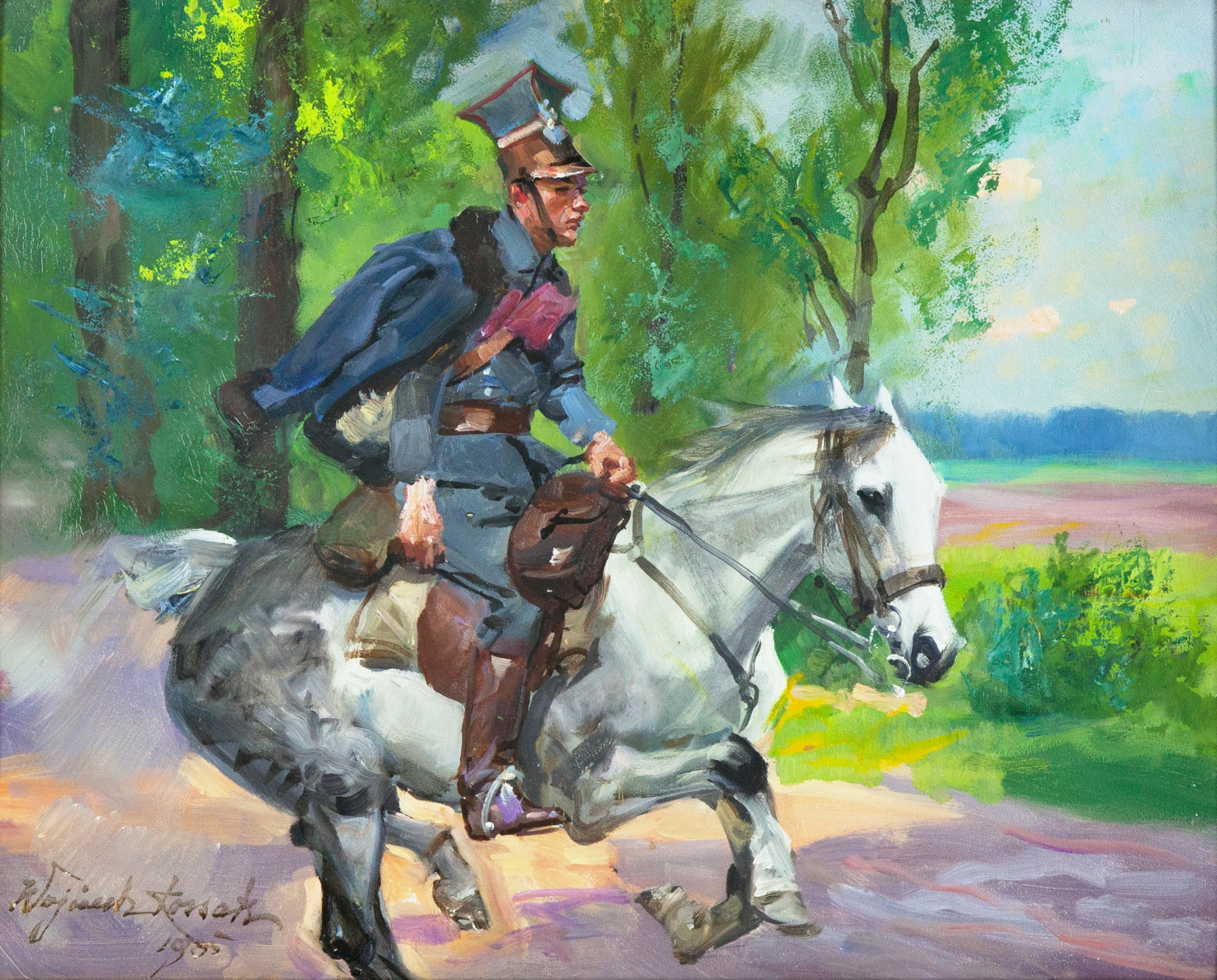 Wojciech Kossak (1856-1942), Ułan na galopującym koniu, 1905 - Aukcja ...