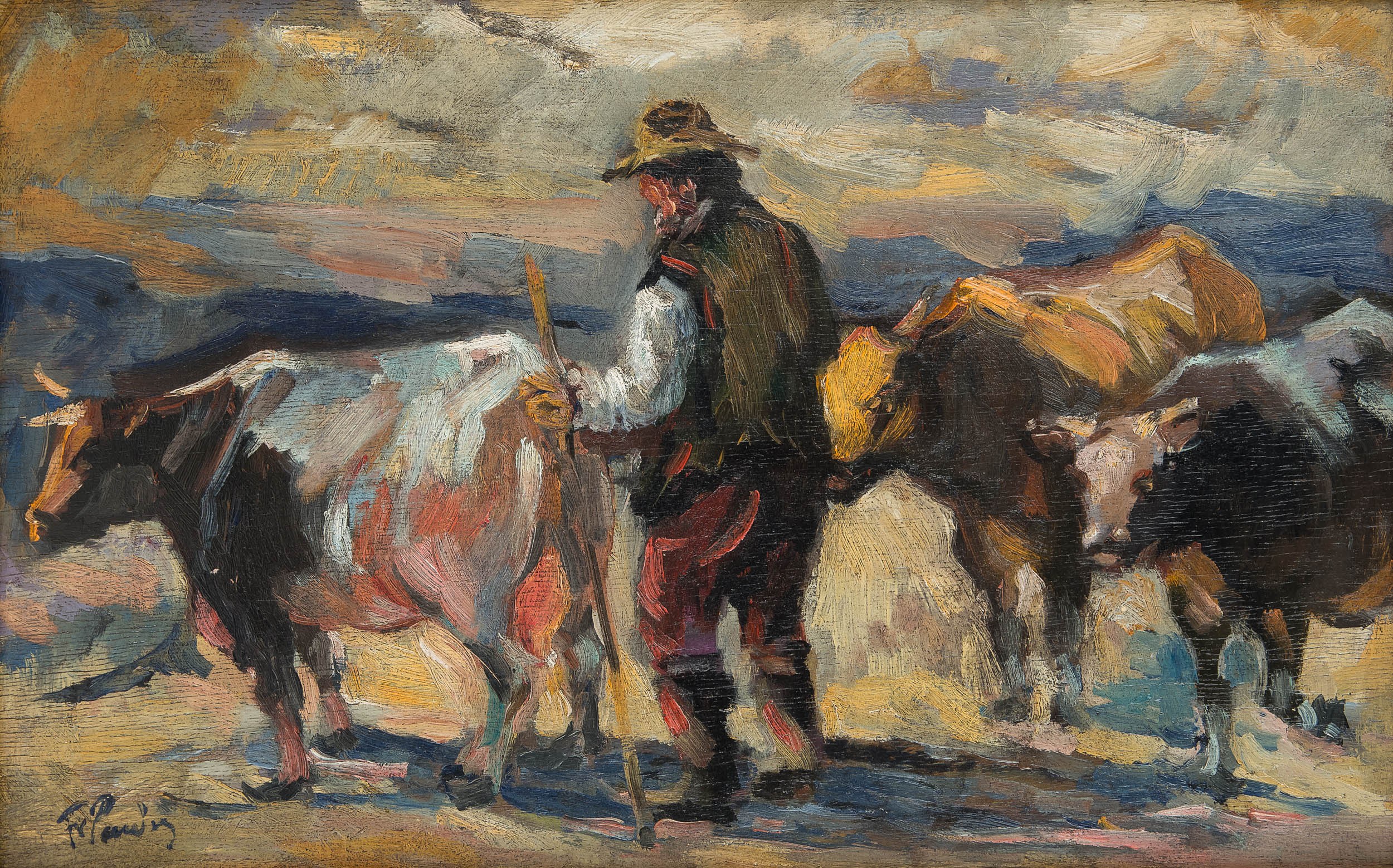 Fryderyk Pautsch (1887 Delatyn - 1950 Kraków), Hucuł na połoninie ...