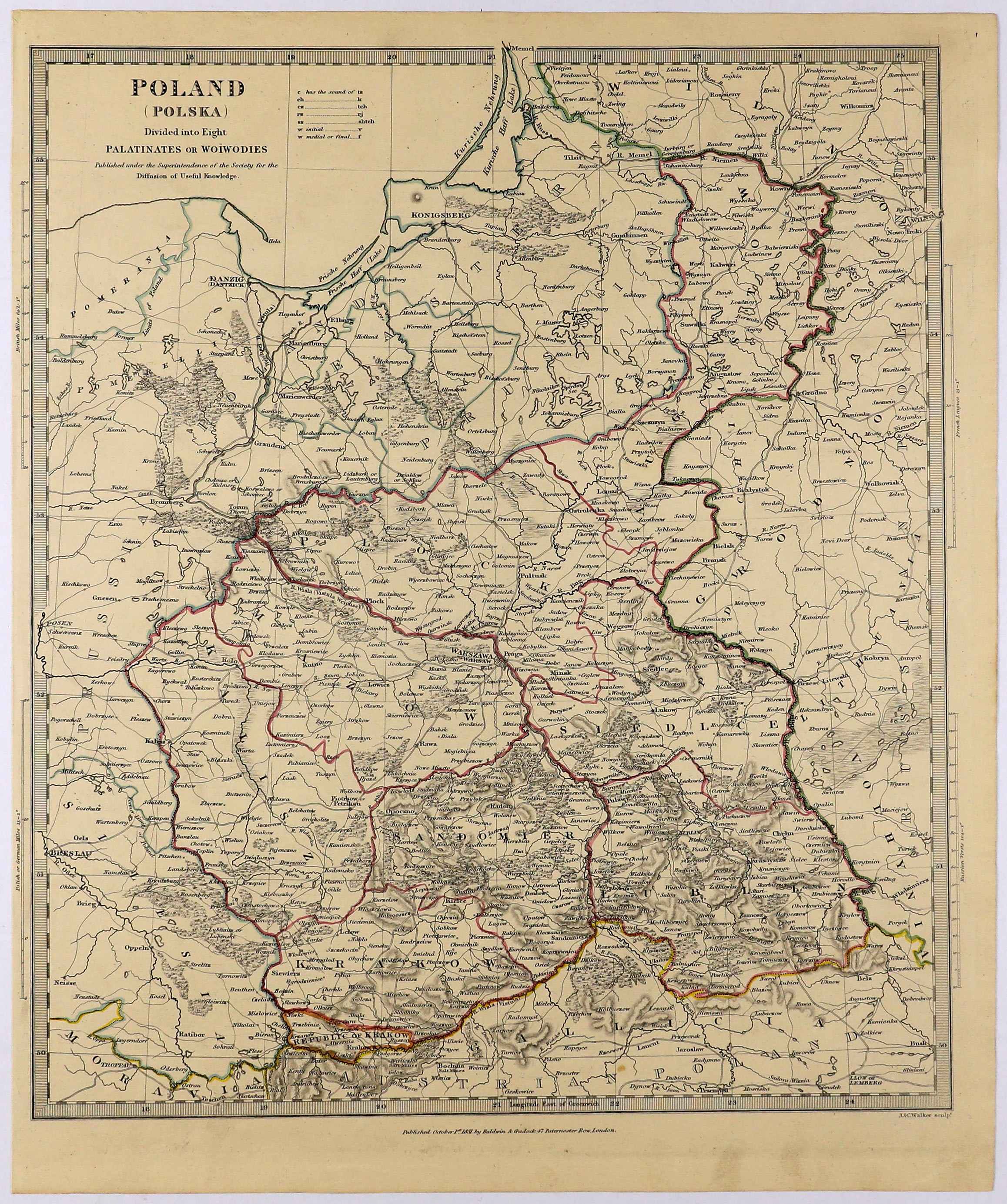 Mapa Królestwa Polskiego 1831, wydanie brytyjskie - Aukcja internetowa ...
