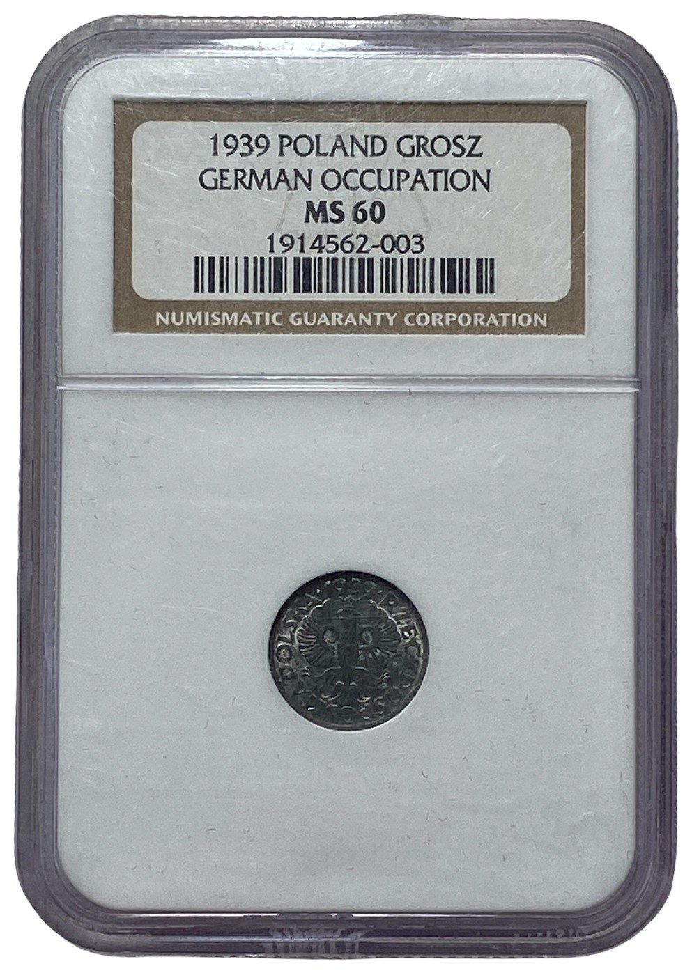 Okupacja Niemiecka - 1 grosz 1939 - NGC MS 60 - Aukcja internetowa / Licytacja online - Cena ...