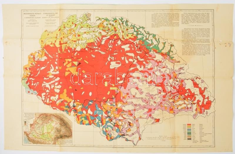cca 1920 Magyarország néprajzi térképe a népsűrűség alapján, Szerk ...