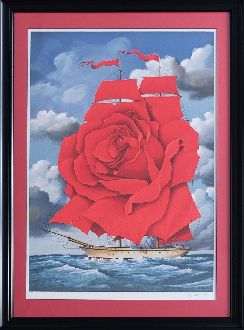 Rafał Olbiński, Red Rose Ship (122/350) - Aukcja internetowa ...