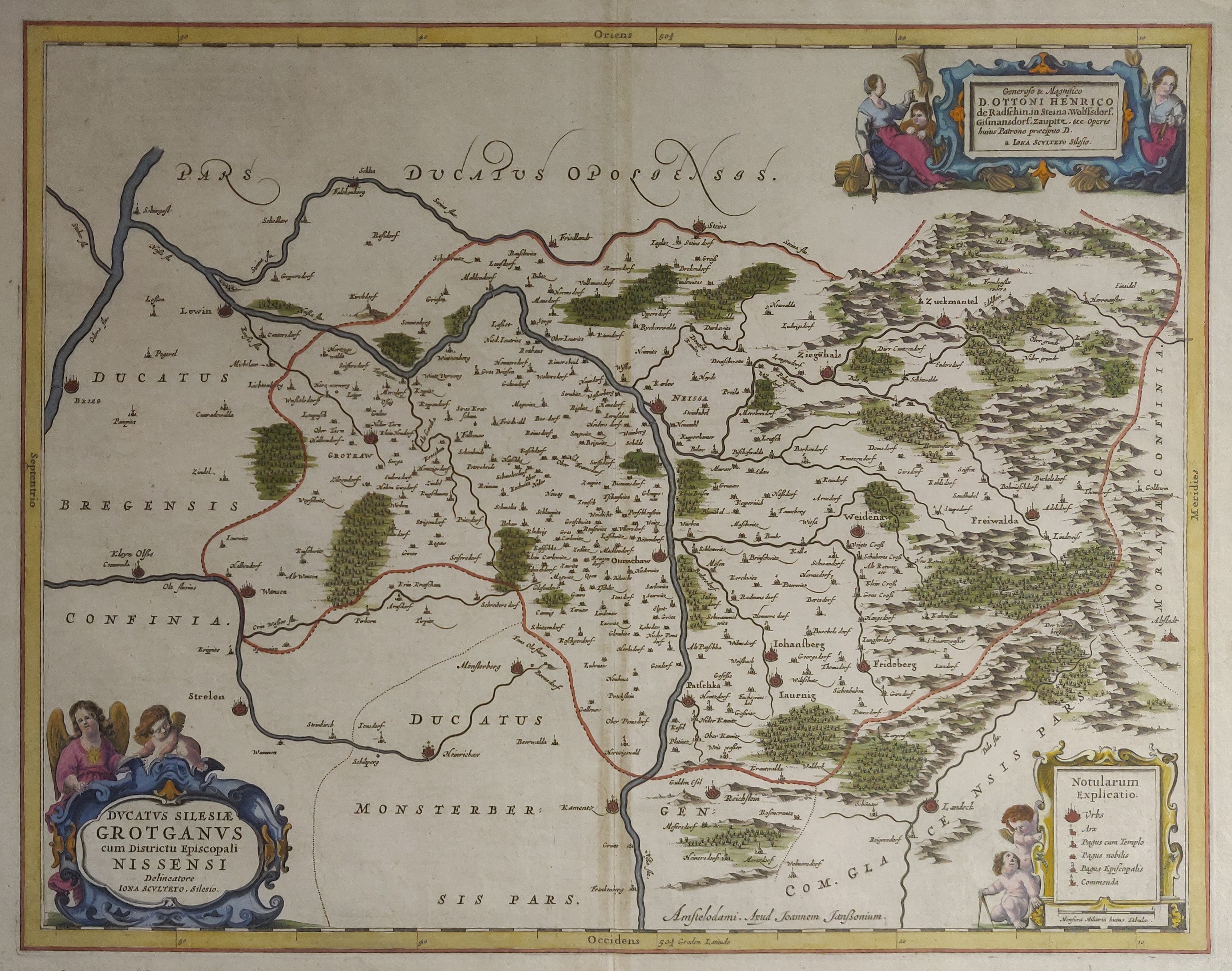 GRODKÓW, NYSA. Mapa Księstwa Grodkowskiego i biskupstwa nyskiego ...