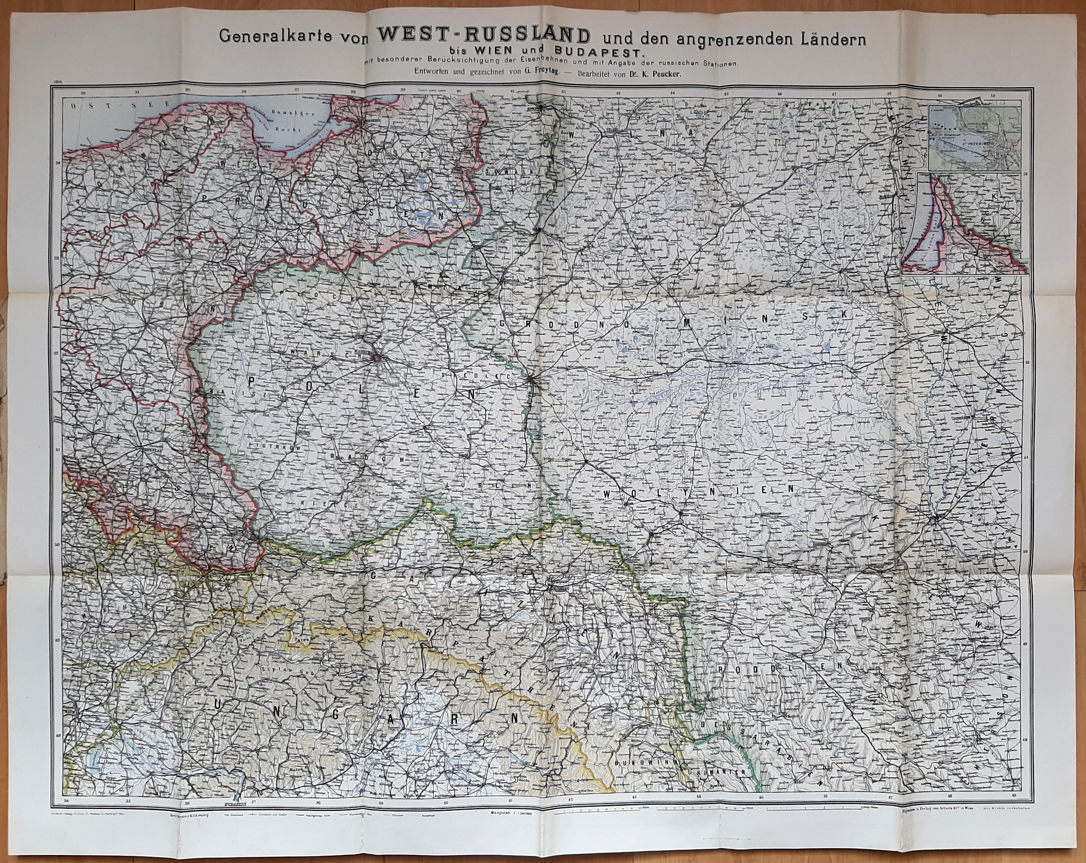 Mapa Polski, litografia 1914 r. - Aukcja internetowa / Licytacja online ...