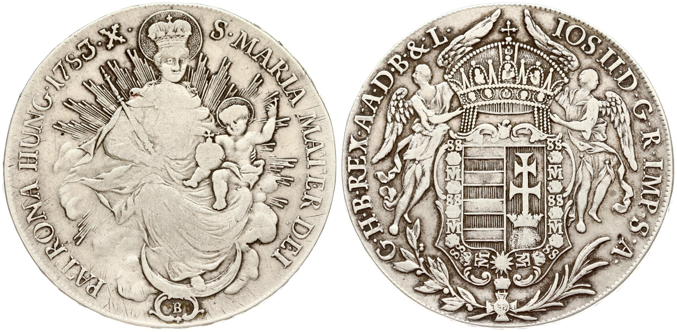 Austria Hungary 1 Thaler 1783 •X• Joseph II(1765-1790). Averse: Angels ...