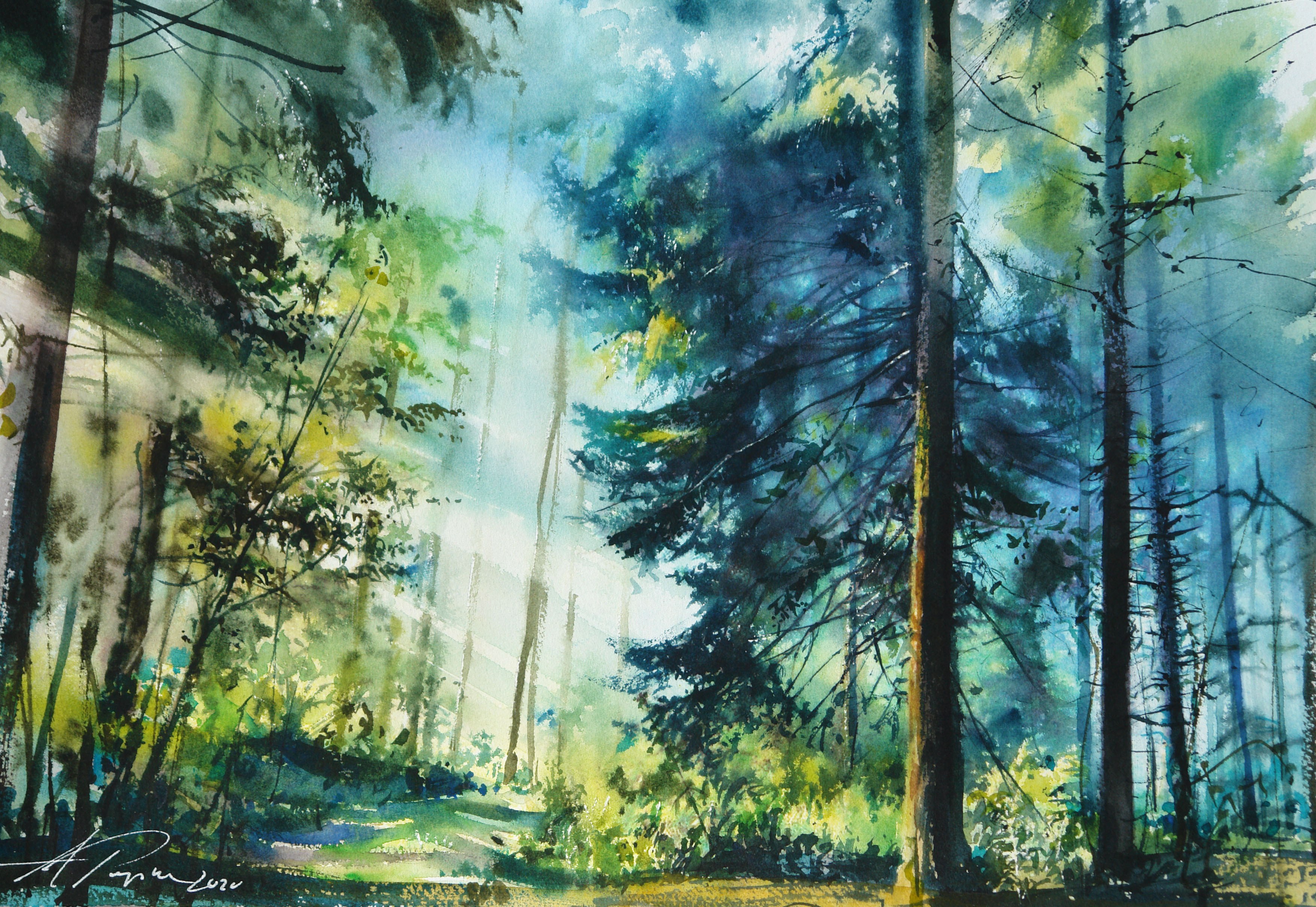 Adam Papke, W świerkowym lesie - Aukcja internetowa / Licytacja online ...