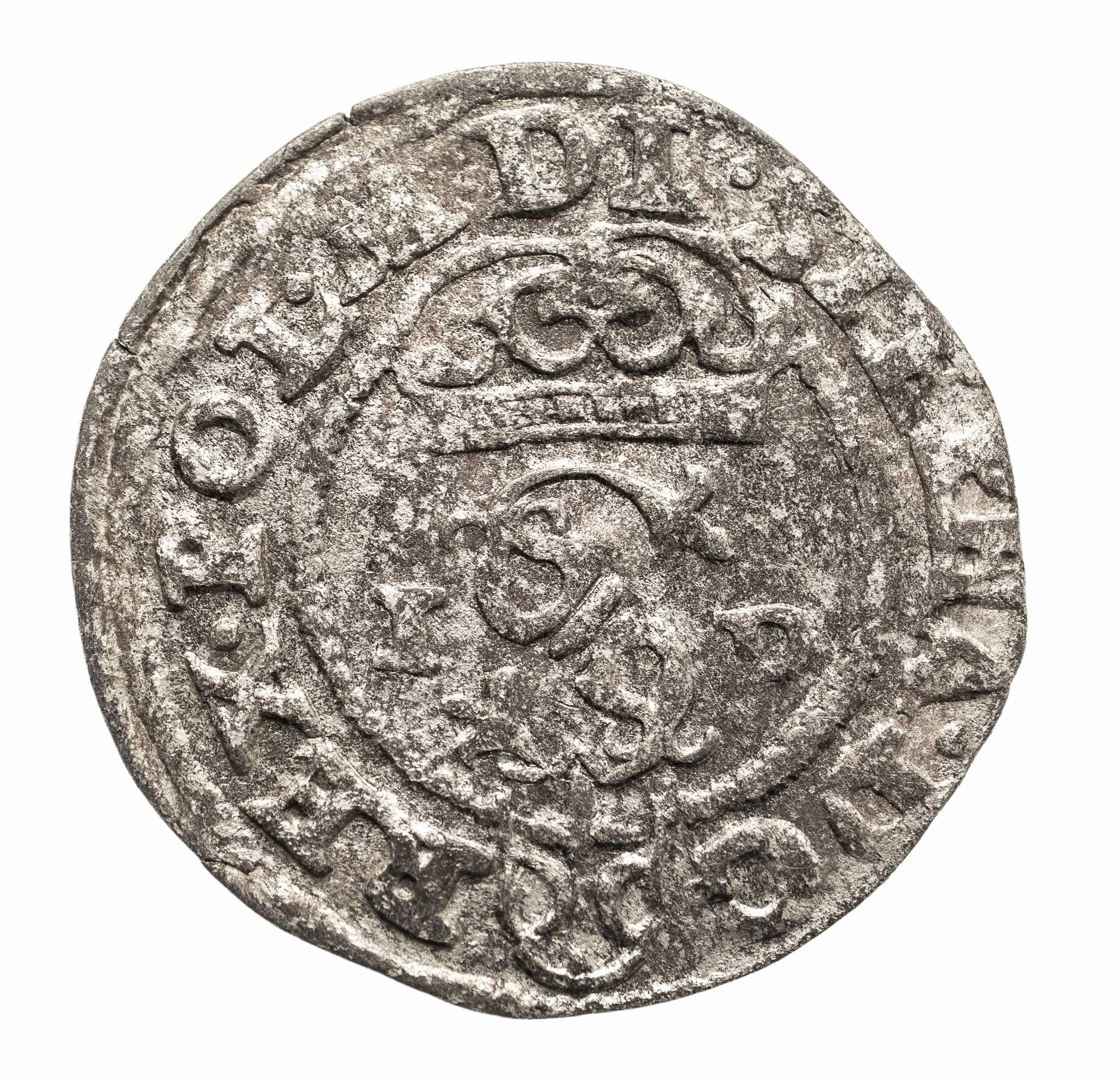 Polska, Stefan Batory (1576-1586), szeląg 1586,Olkusz,litery N-H ...