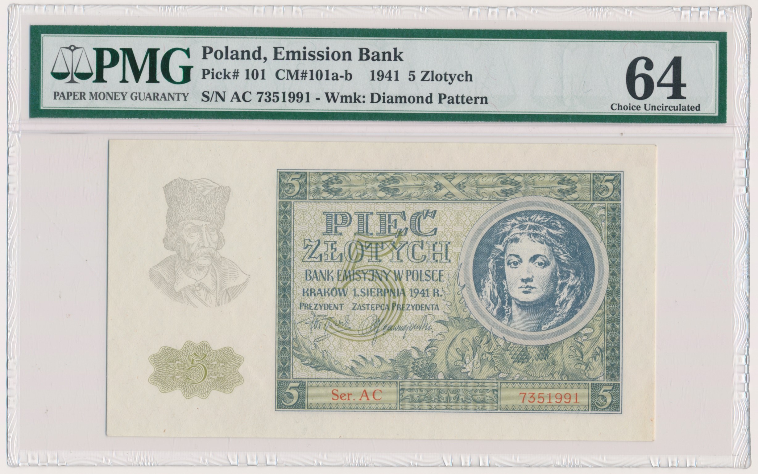 5 złotych 1941 - AC - PMG 64 - Aukcja internetowa / Licytacja online ...