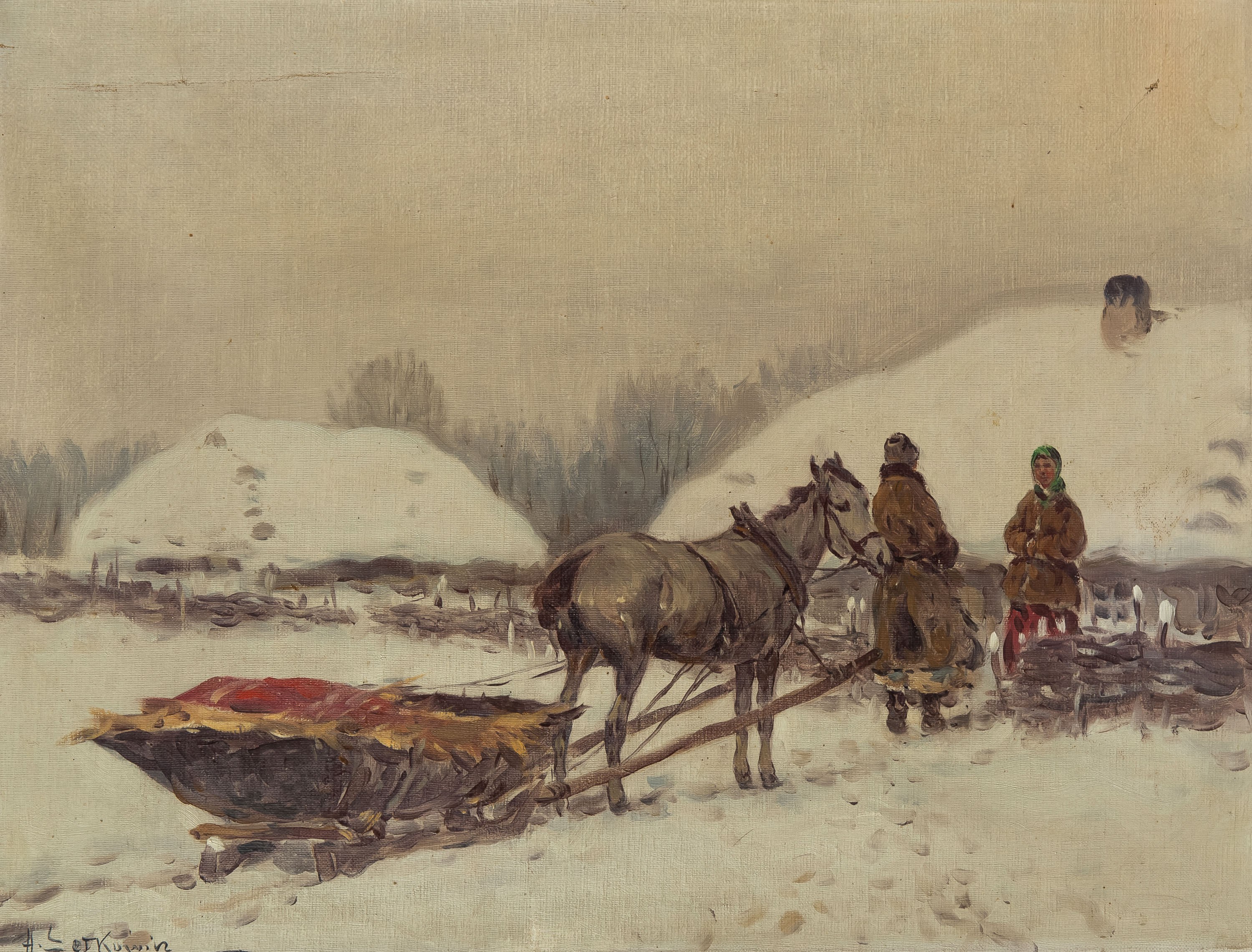 Adam Setkowicz (1875 Kraków - 1945 tamże), Rozmowa przy sanich - Aukcja ...