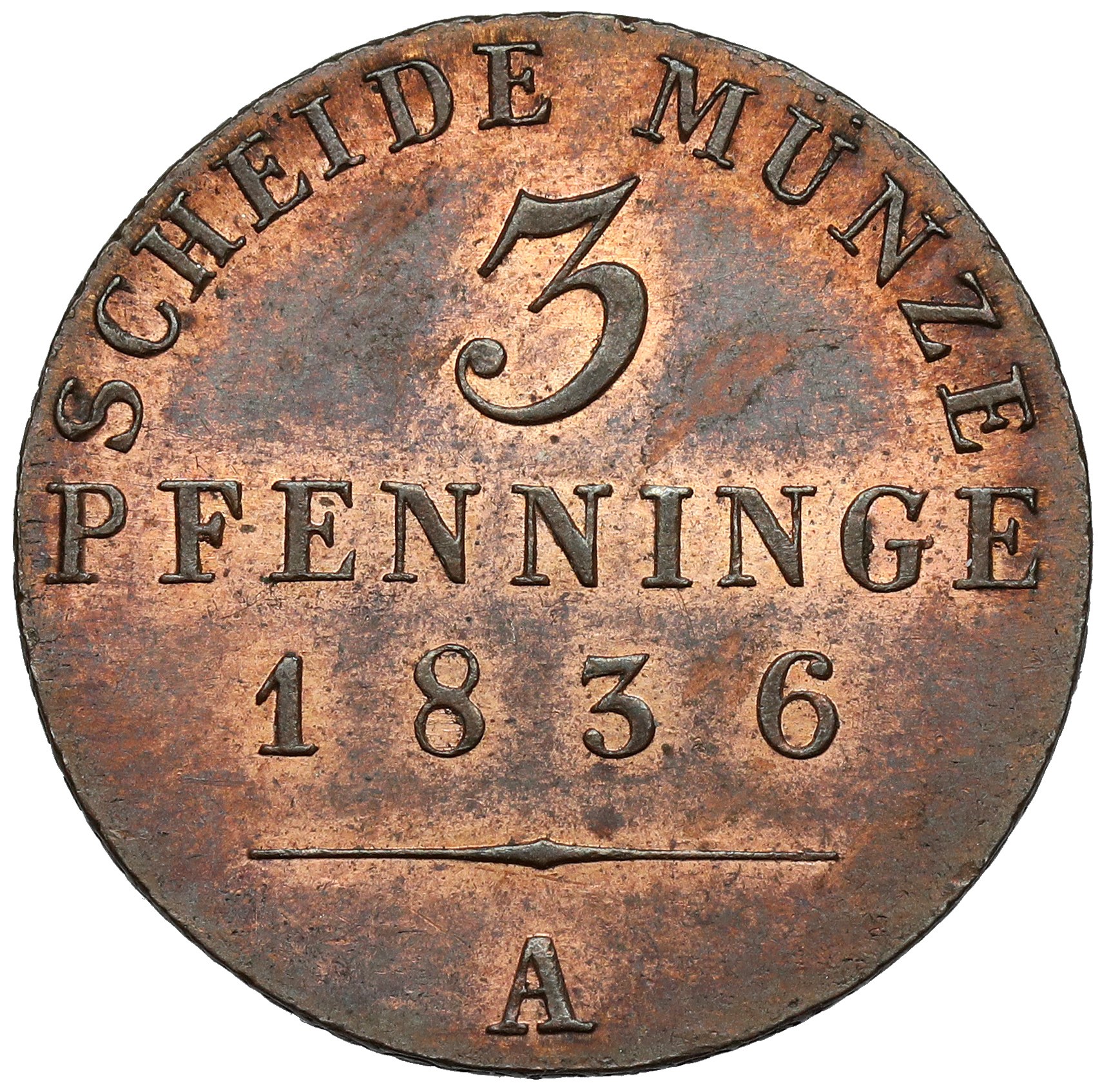 Prusy, Fryderyk Wilhelm III, 3 fenigi 1836-A, Berlin - Aukcja ...