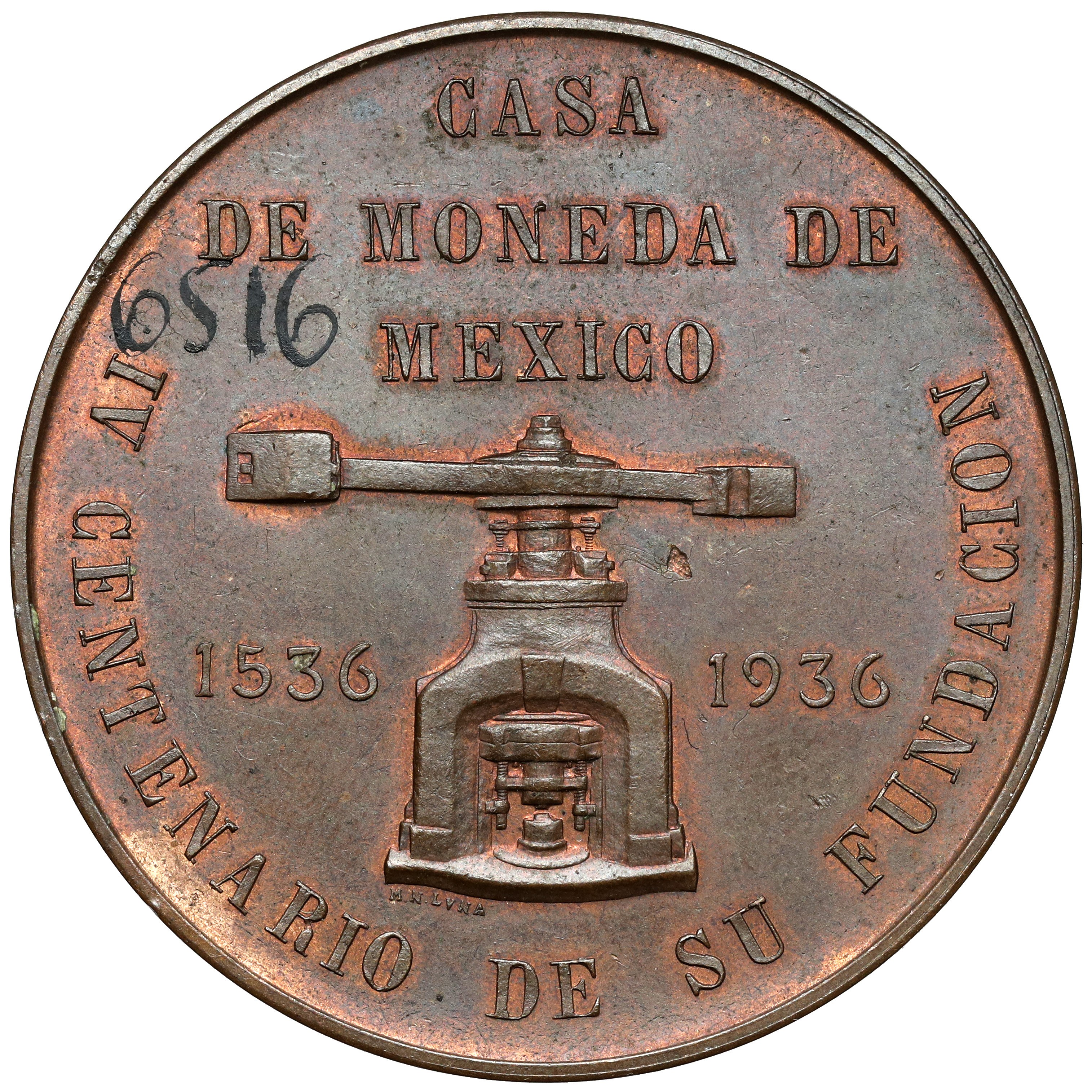 Mexico, Medal 1936 - Casa de Moneda de Mexico / IV centenario de su ...