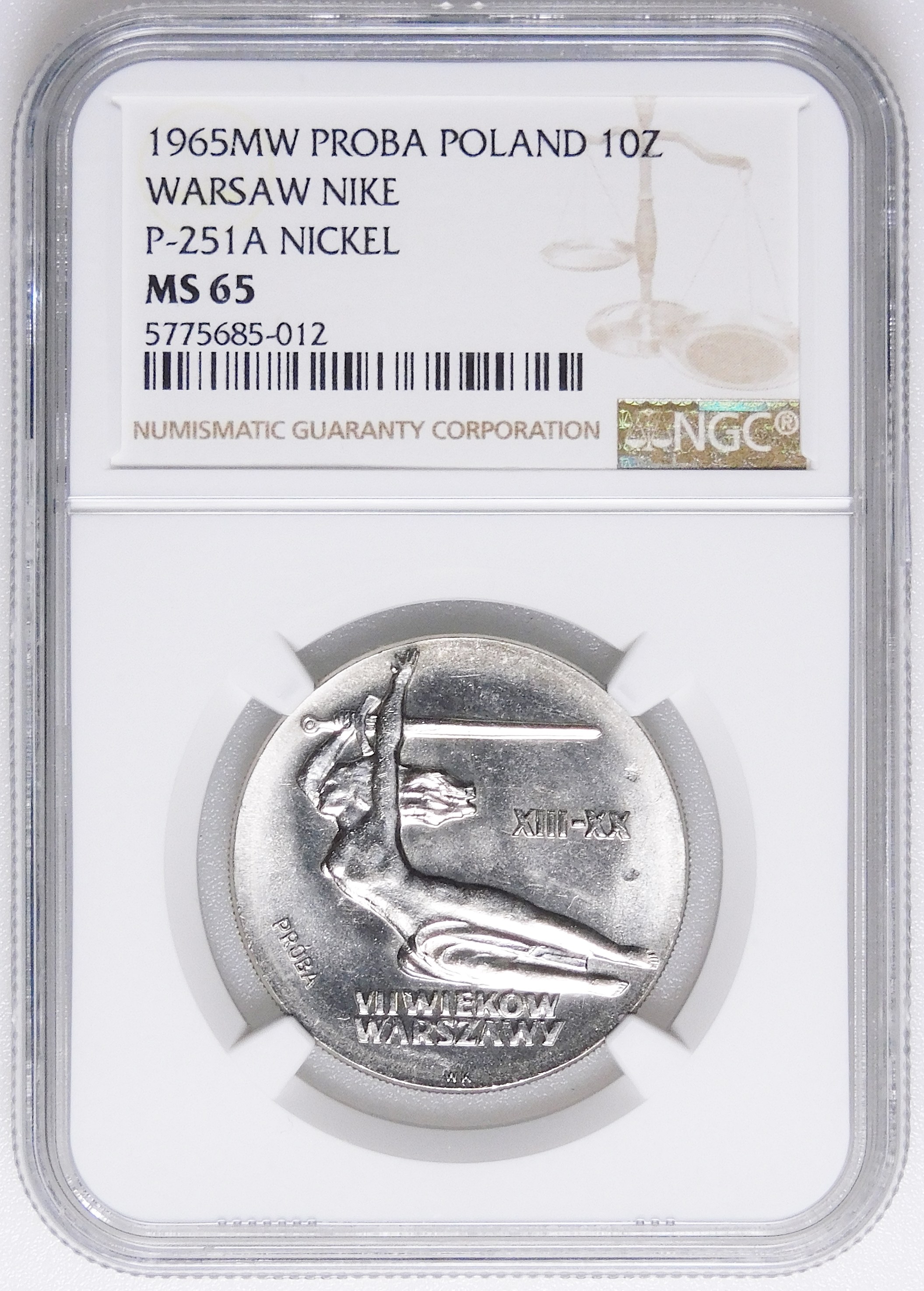 PRÓBA NIKIEL 10 złotych 1965 VII Wieków Warszawy Nike - Aukcja ...