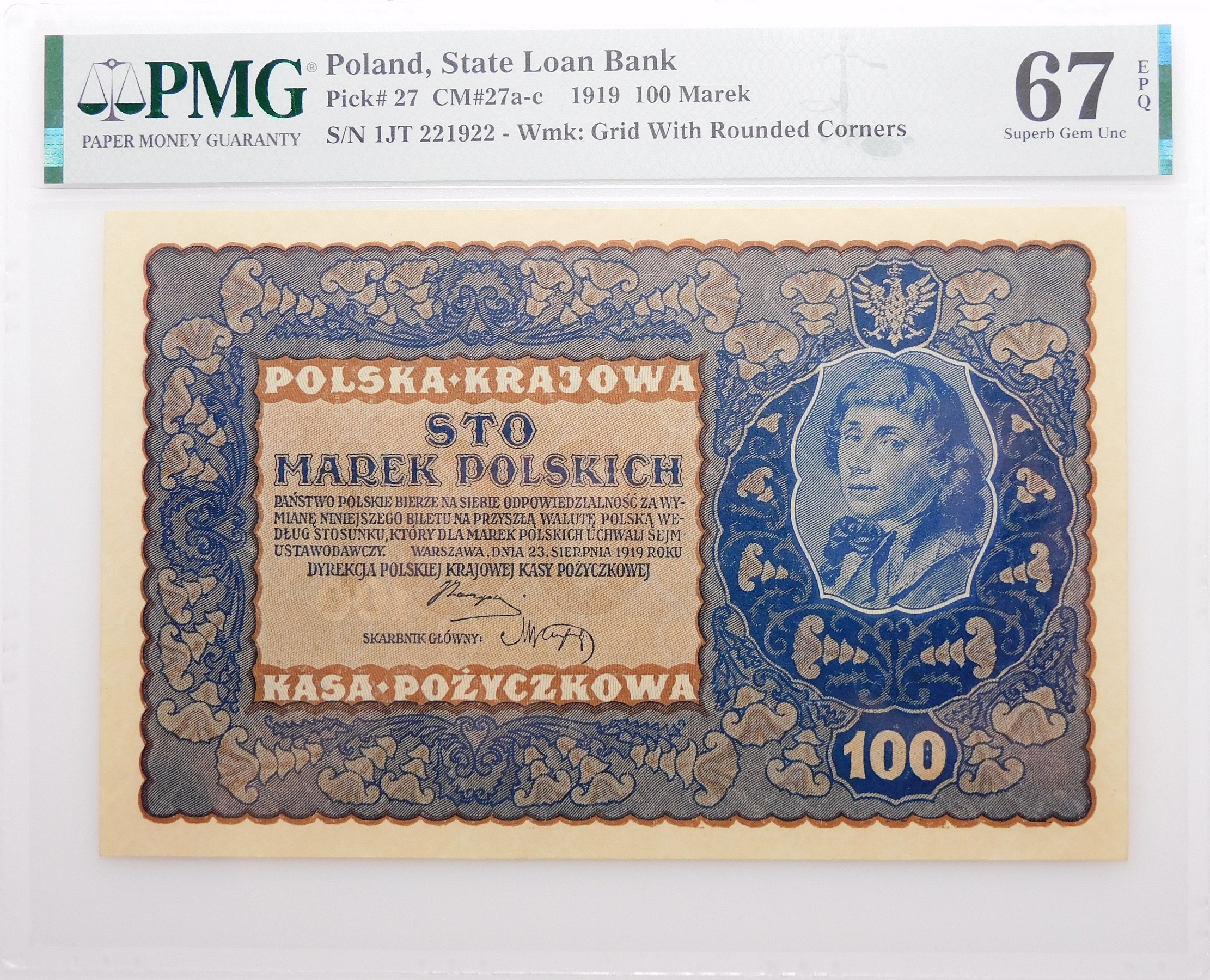 100 marek polskich 1919 - IJ Ser. T - Aukcja internetowa / Licytacja ...