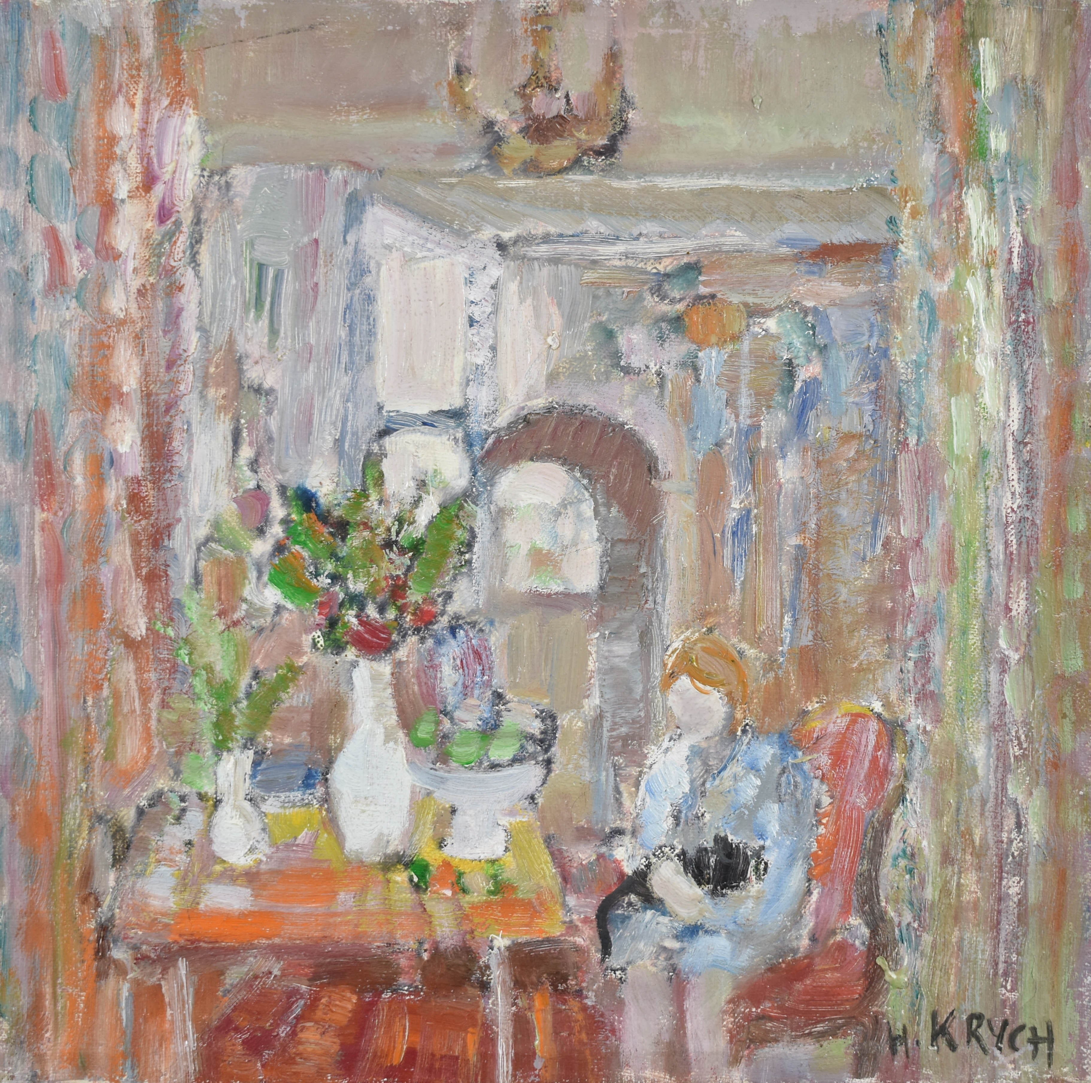 Henryk KRYCH (1905-1980), Wnętrze z dzieckiem - Aukcja internetowa ...
