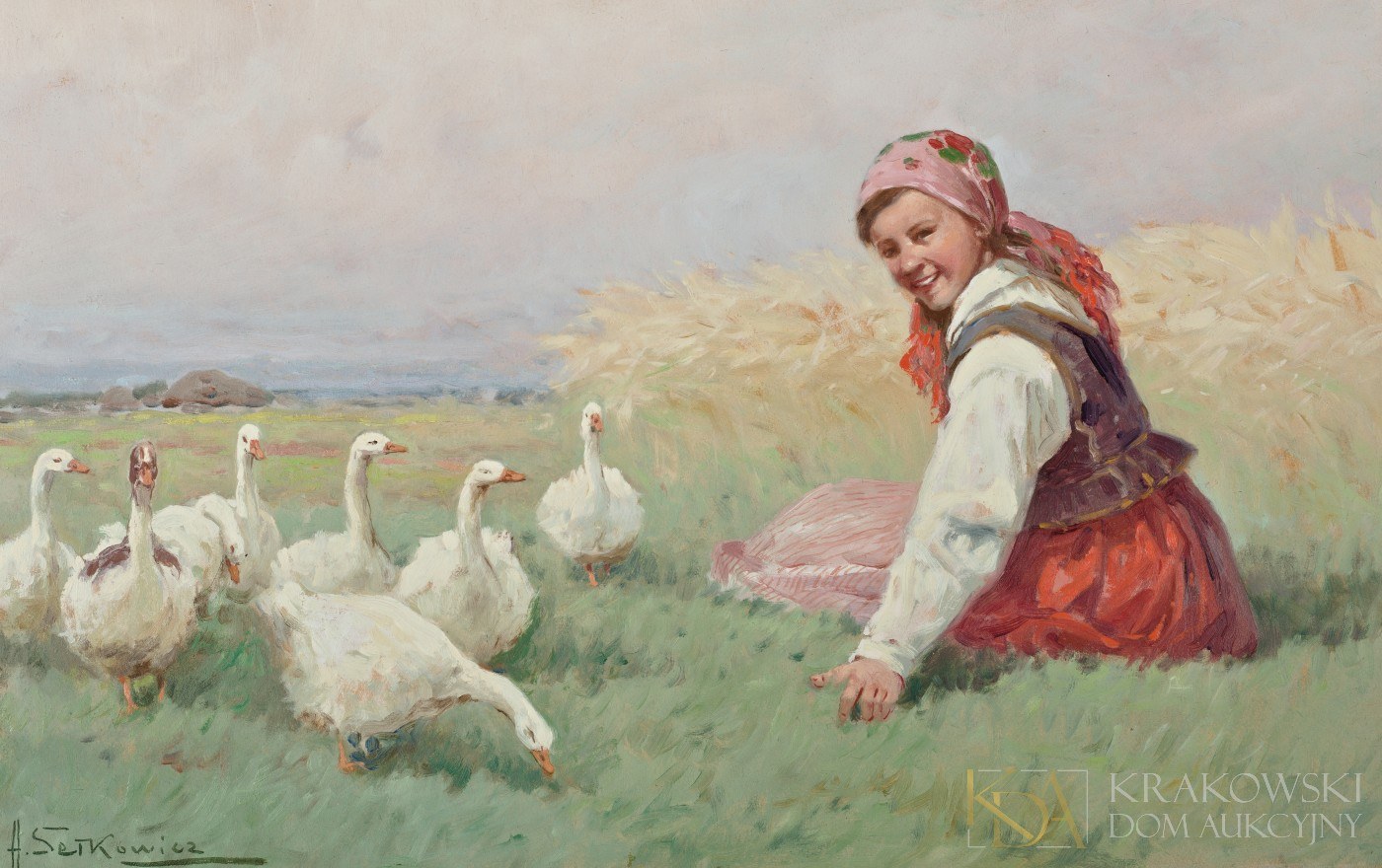 Adam SETKOWICZ (1876-1945), "Gęsiarka" - Aukcja internetowa / Licytacja ...
