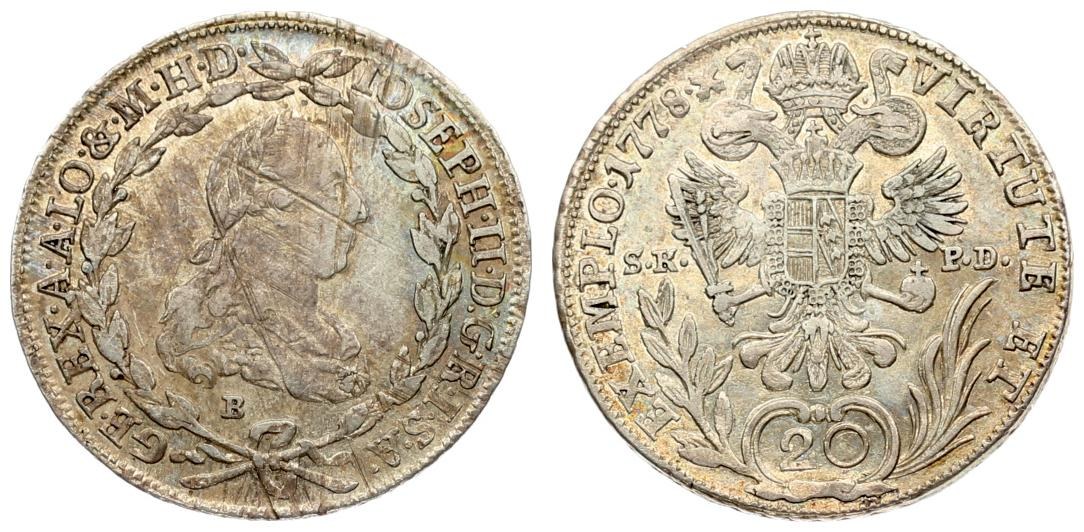 Austria 20 Kreuzer 1778B SK-PD Joseph II(1765-1780). Averse: Bust right ...