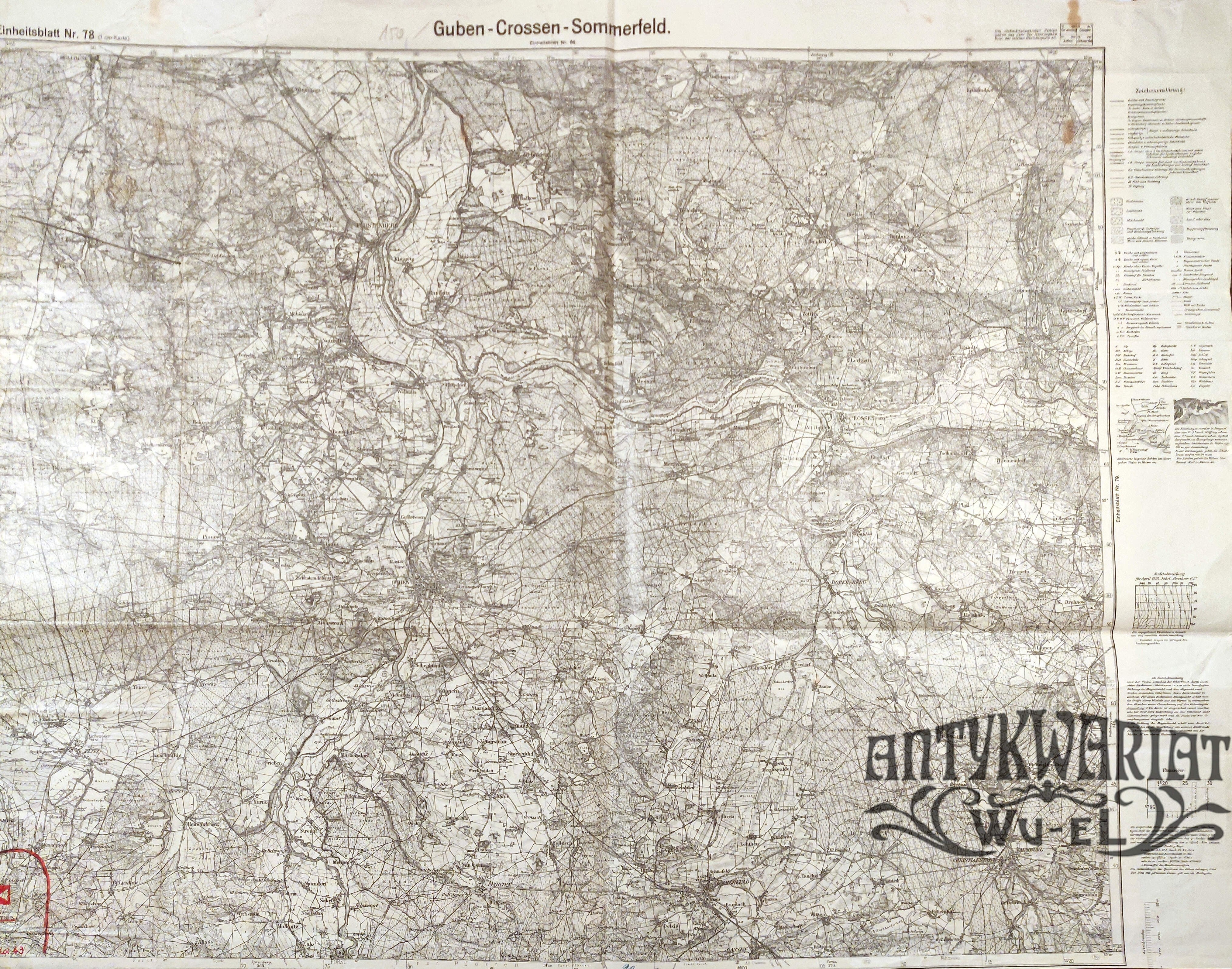 GUBIN, KROSNO ODRZAŃSKIE, LUBSKO. Topograficzna mapa okolic Gubina ...