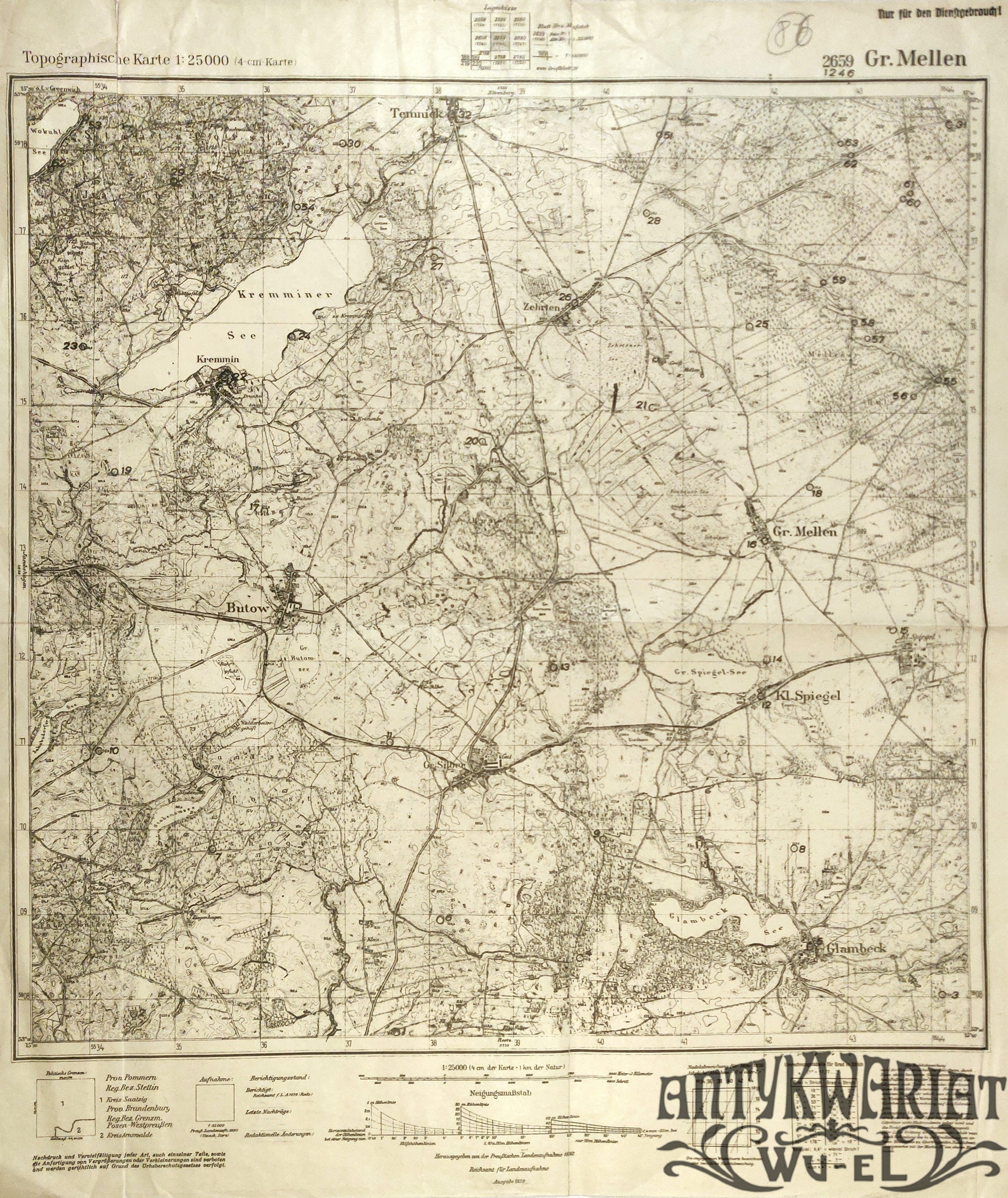 MIELNO STARGARDZKIE. Topograficzna mapa okolic Mielna Stargardzkiego ...