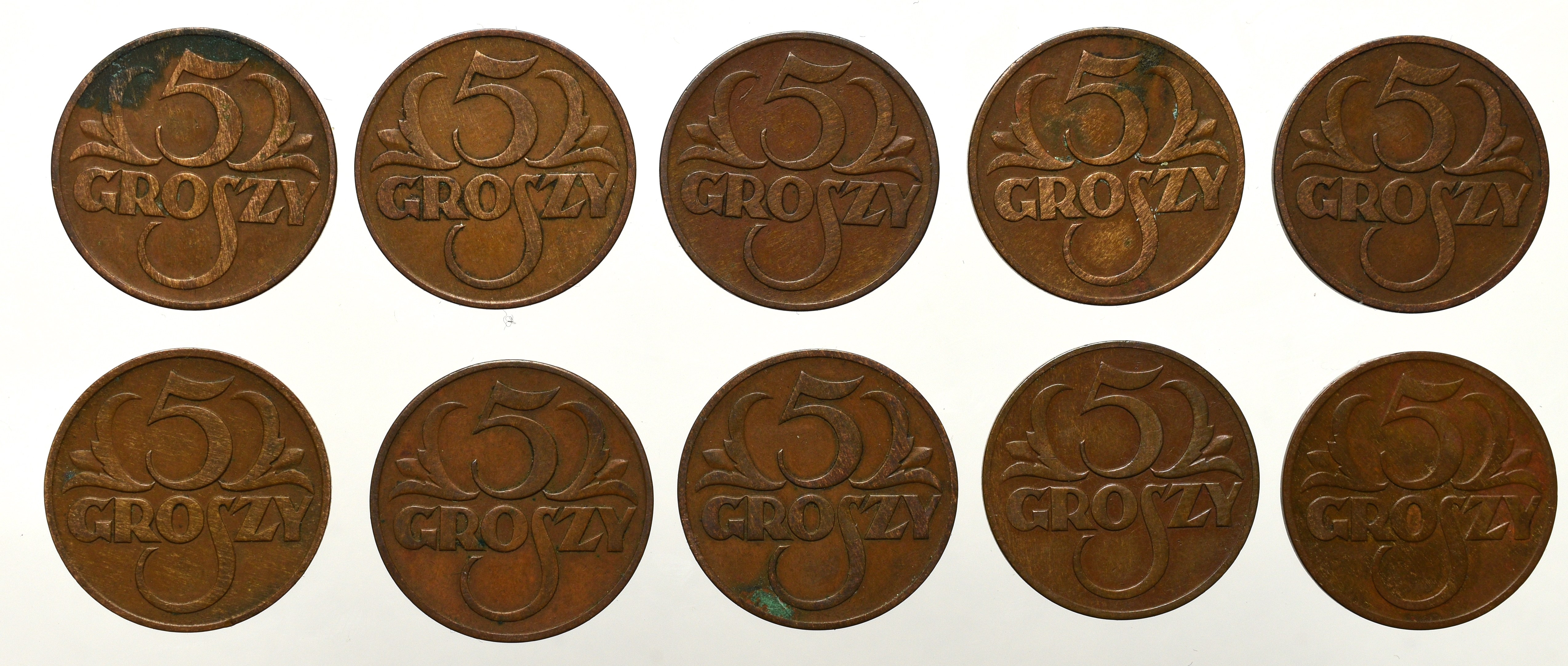 II Rzeczpospolita, Zestaw 5 groszy 1936 - Aukcja internetowa / Licytacja online - Cena - OneBid