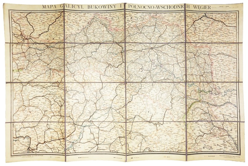 [GALICIA]. Map of Galicia, Bukovina and northeastern Hungary. Color map ...