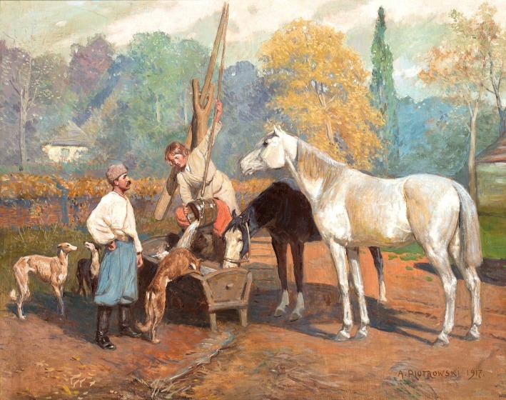 Antoni Piotrowski, PRZY STUDNI, 1917 - Aukcja internetowa / Licytacja ...