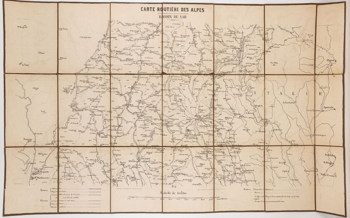 MAPA DROGOWA ALP, DORZECZE VAR, XIX/XX w. - Aukcja internetowa ...