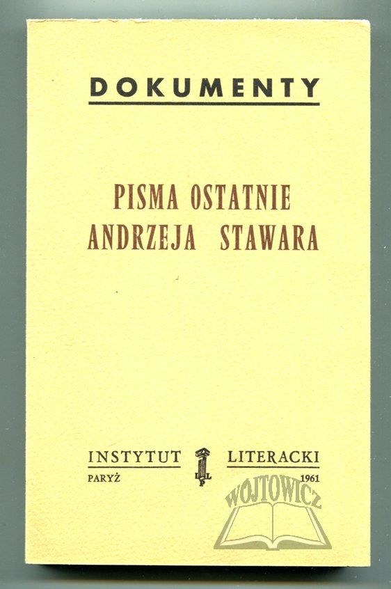(STAWAR Andrzej), Pisma ostatnie Andrzeja Stawara. - Aukcja internetowa ...
