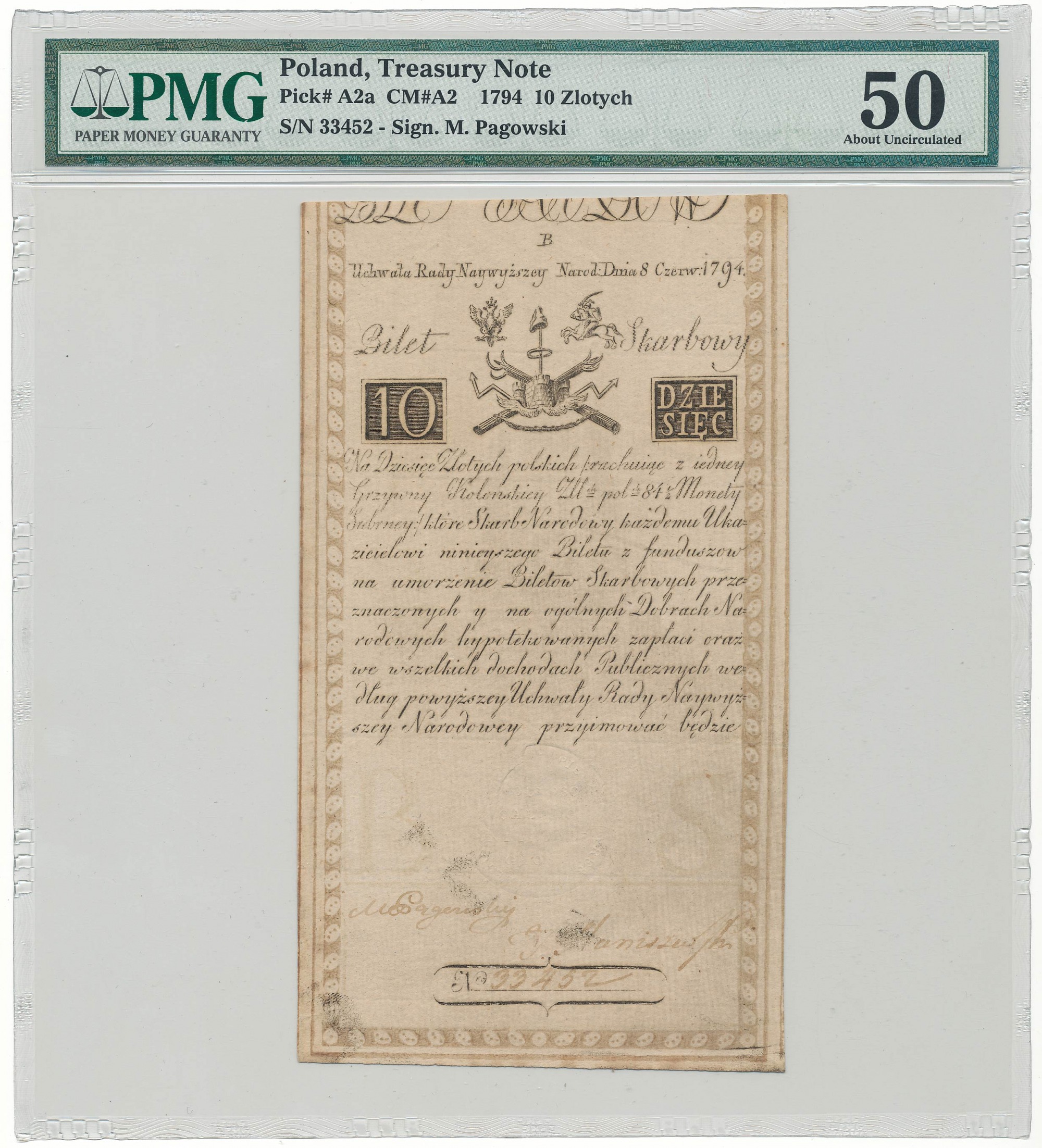 10 złotych 1794 B - znak wodny J Honig - Online auction / Online ...
