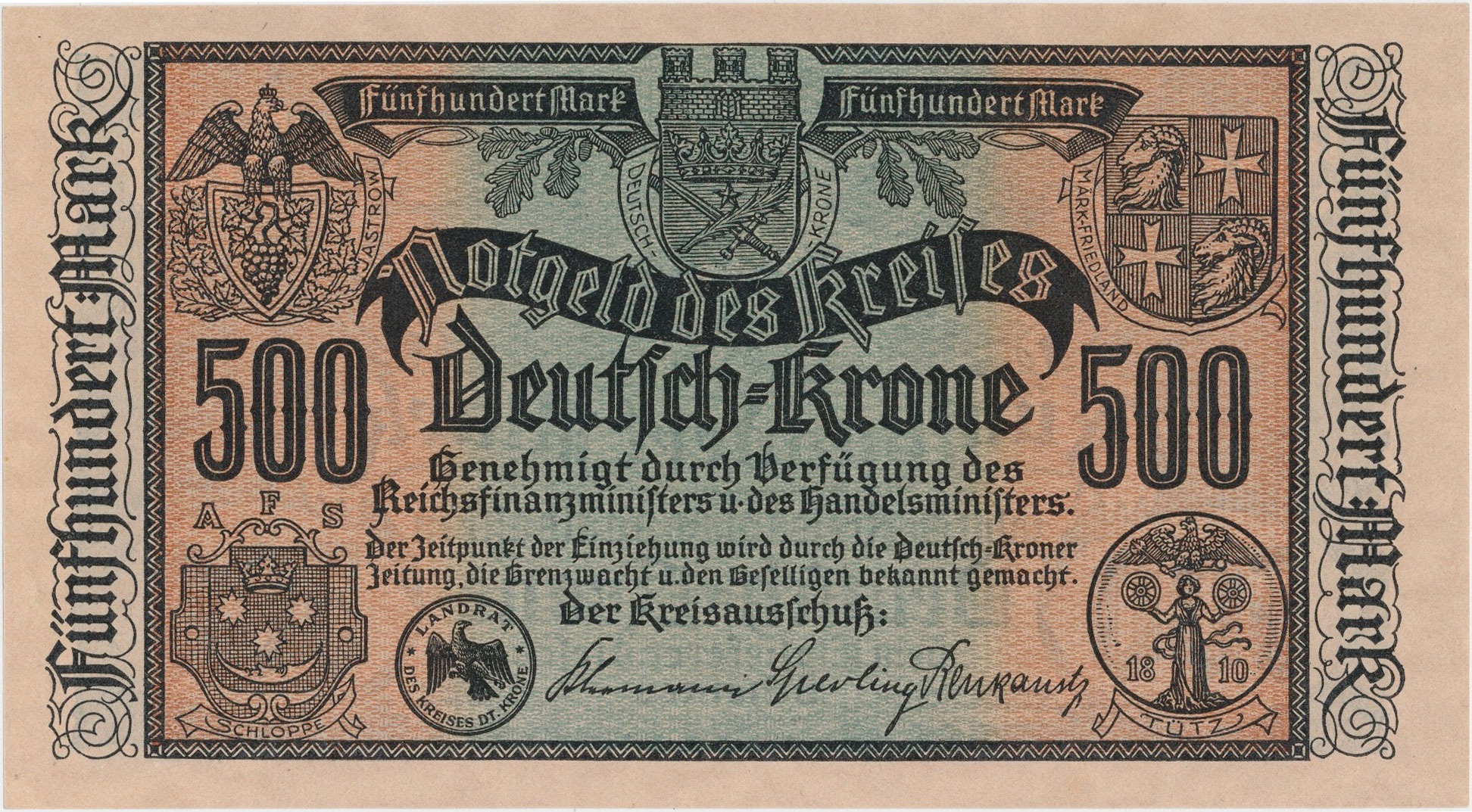Wałcz (Deutsch-Krone), 500 mk 1922 - Aukcja internetowa / Licytacja ...