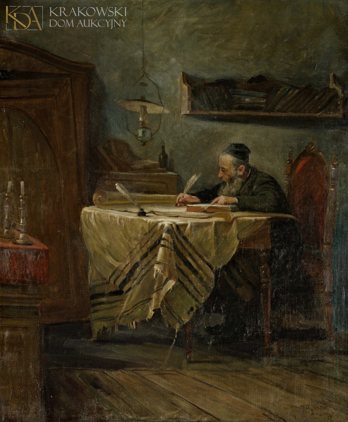 Abraham MESSER (1886-1931), "Stary Żyd podczas pisania" - Aukcja ...