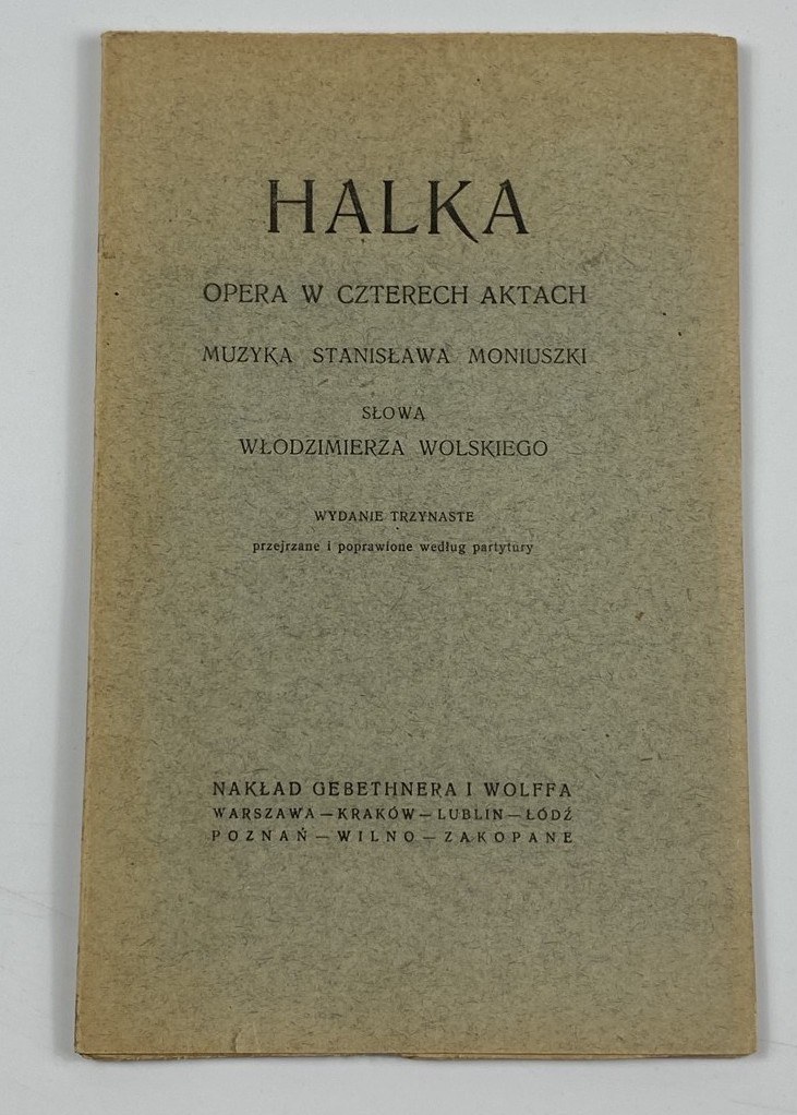 Moniuszko Stanisław, Halka: opera w czterech aktach - Aukcja ...