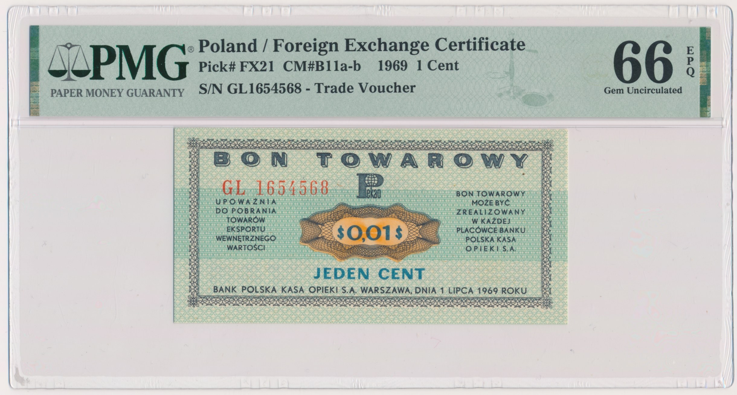 Pewex, 1 cent 1969 - GL - PMG 66 EPQ - Aukcja internetowa / Licytacja ...