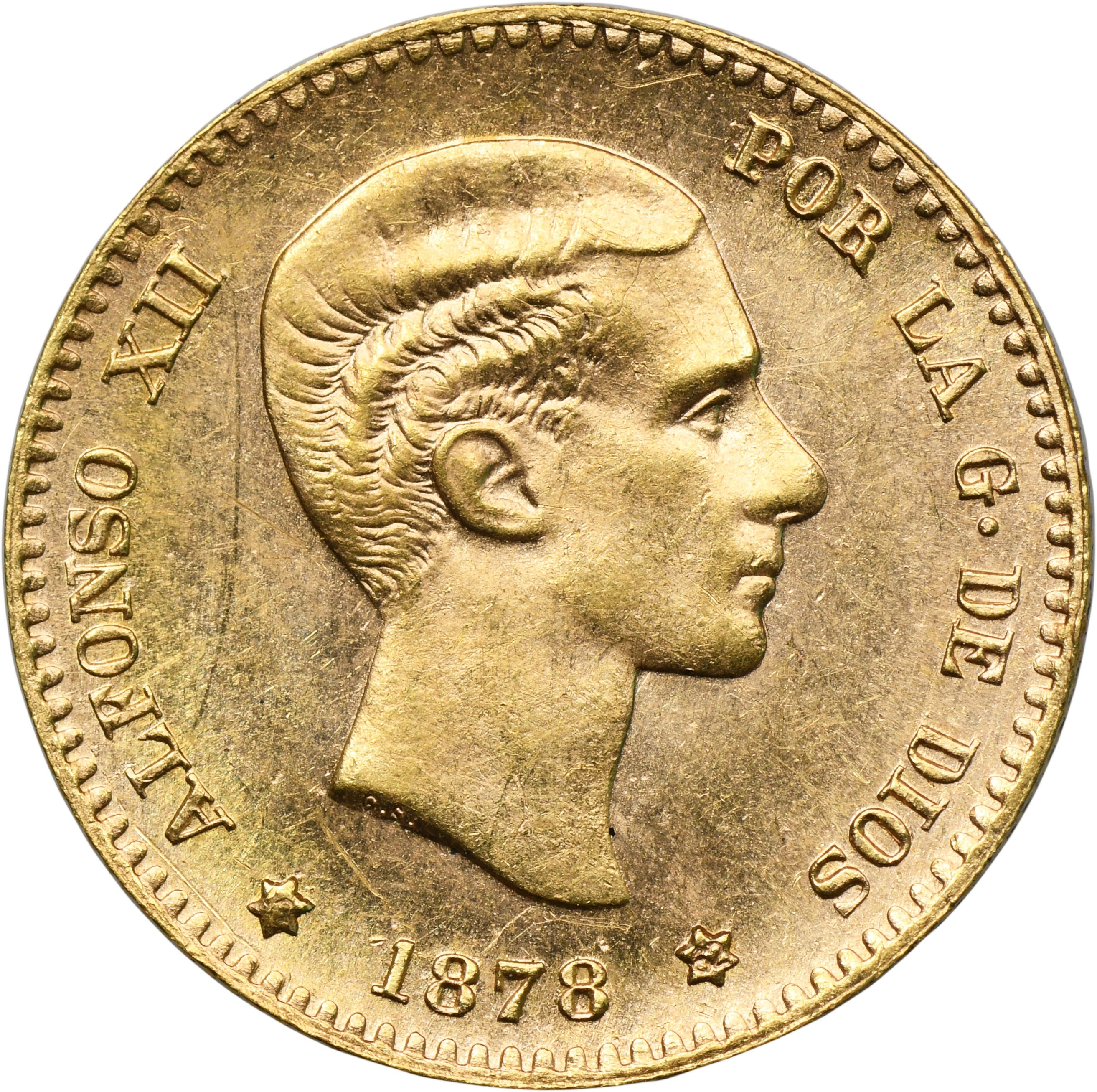 Hiszpania, Alfons XII, 10 Peset 1878 - Aukcja internetowa / Licytacja ...