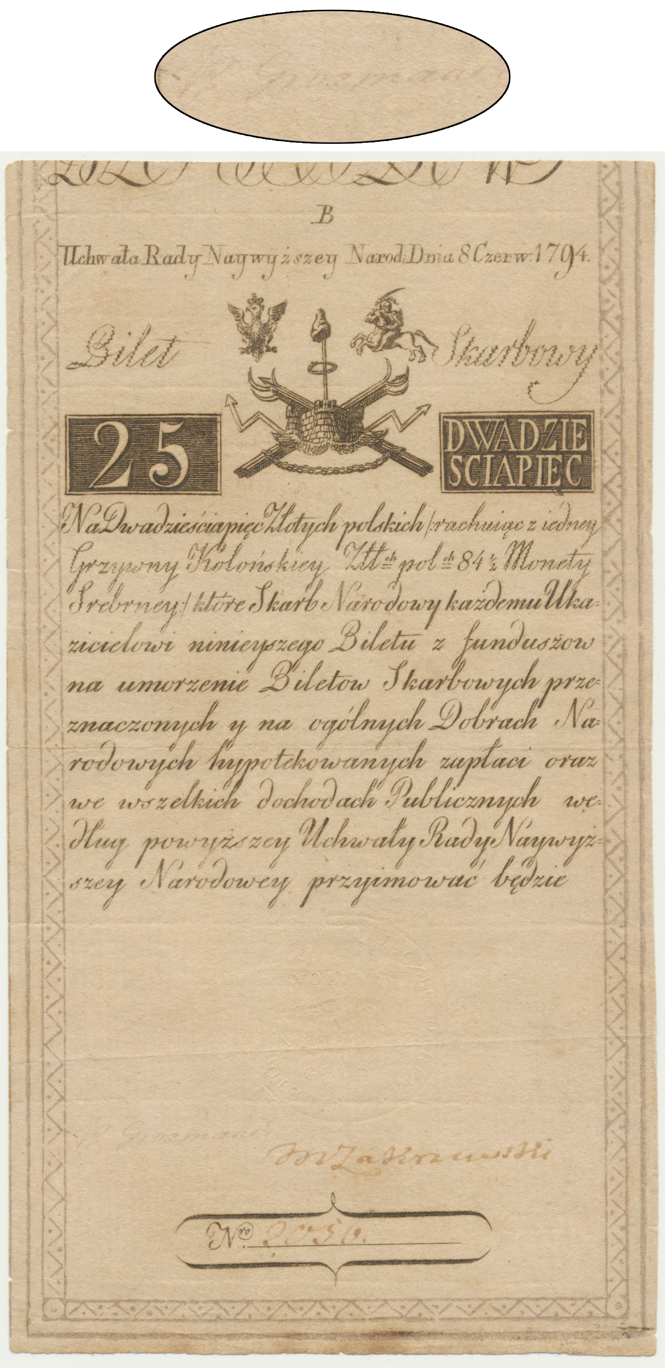 25 gold 1794 - B - interesting signature of Commissioner Grozmani ...