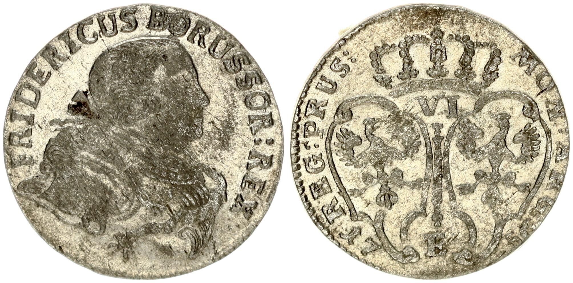 Germany PRUSSIA 6 Groscher 1756 E Friedrich II(1740-1786). Obverse ...