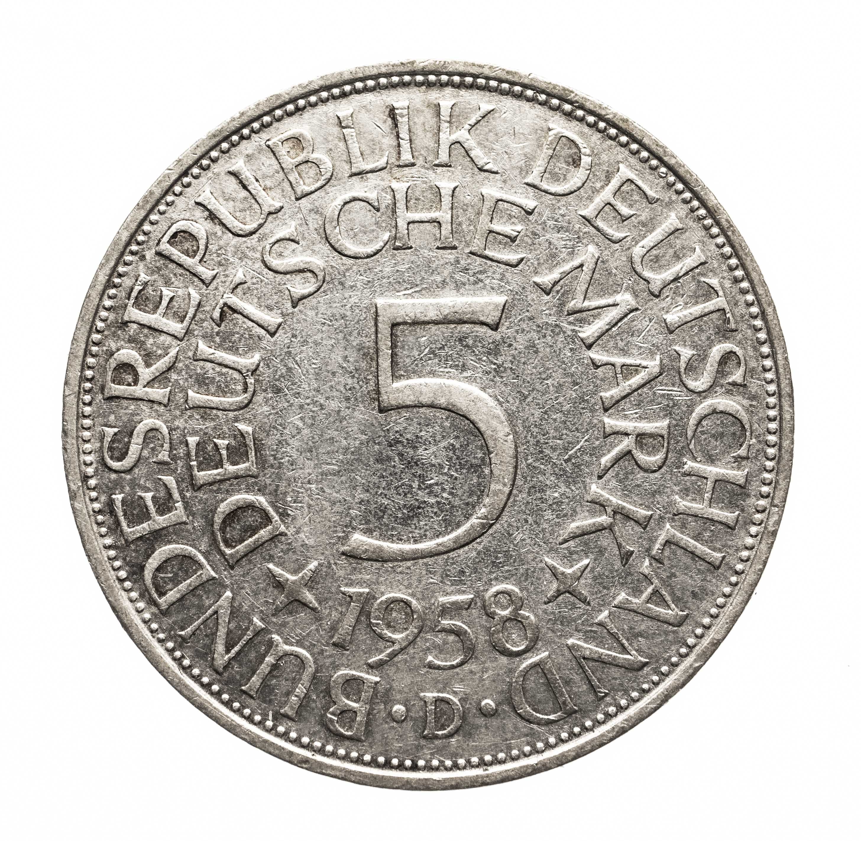 Niemcy, RFN, 5 marek 1958 D, Monachium - Aukcja internetowa / Licytacja ...
