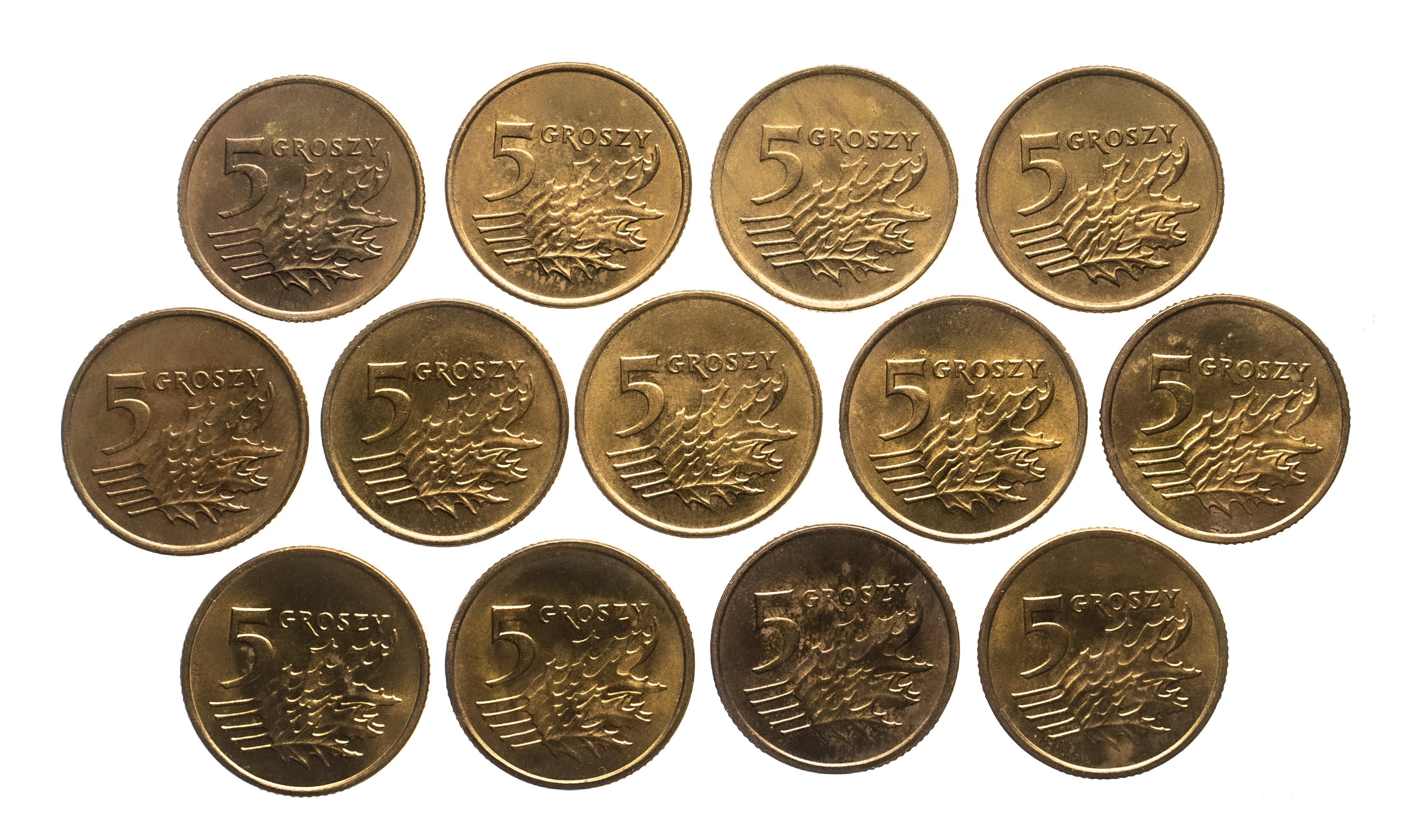Poland, the Republic of Poland since 1989, 5 penny coin set 1990-2002 ...