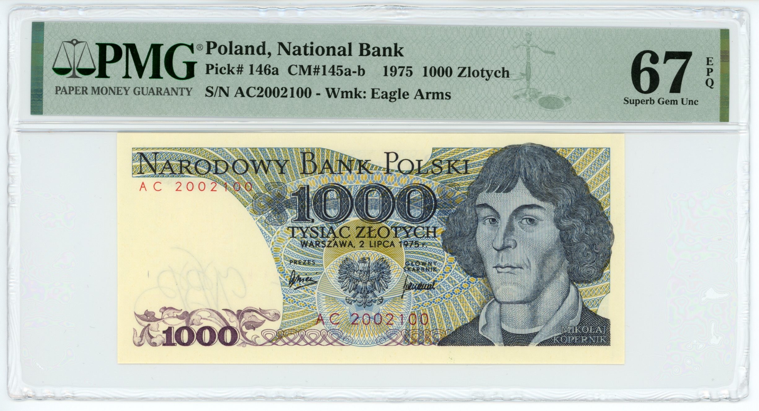 1000 złotych - 1975 - seria AC - PMG 67 EPQ - Aukcja internetowa ...