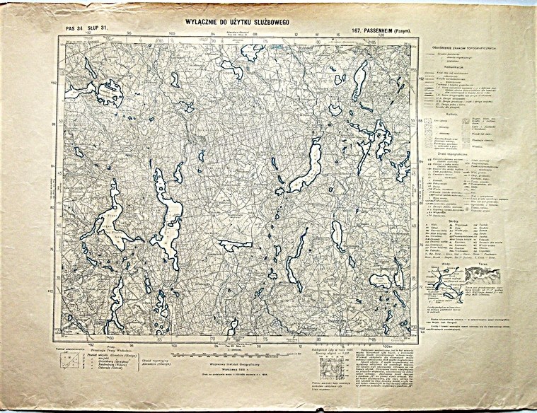 [PASYM]. PASSENHEIM. Pas 34. Słup 31. Mapa WiG. W-wa 1931. Skala 1 : ...