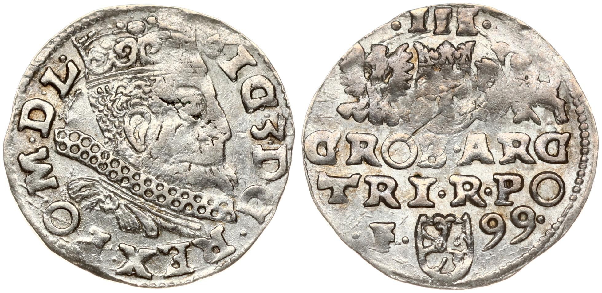Poland 3 Groszy 1599 Wschowa Sigismund III Vasa 1587 1632 Obverse 
