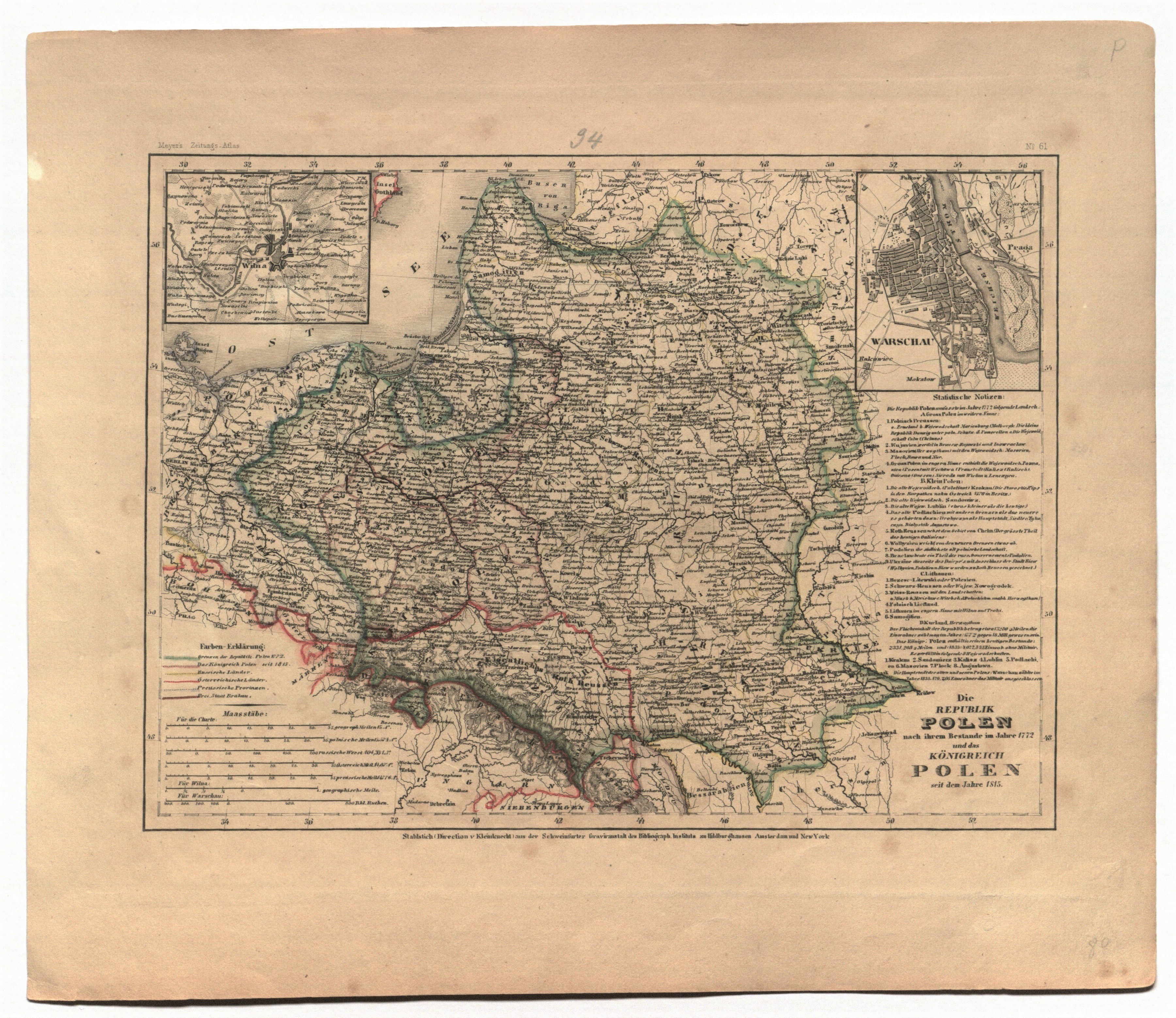 KRÓLESTWO POLSKIE. Mapa Królestwa Polskiego w 1815 r. oraz ziem I ...