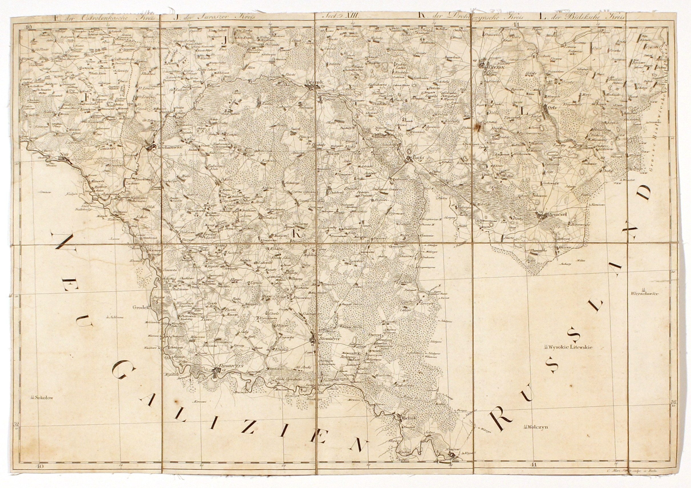 DROHICZYN, BRAŃSK, BIELSK PODLASKI, PRUSY NOWOWSCHODNIE. Mapa powiatów ...