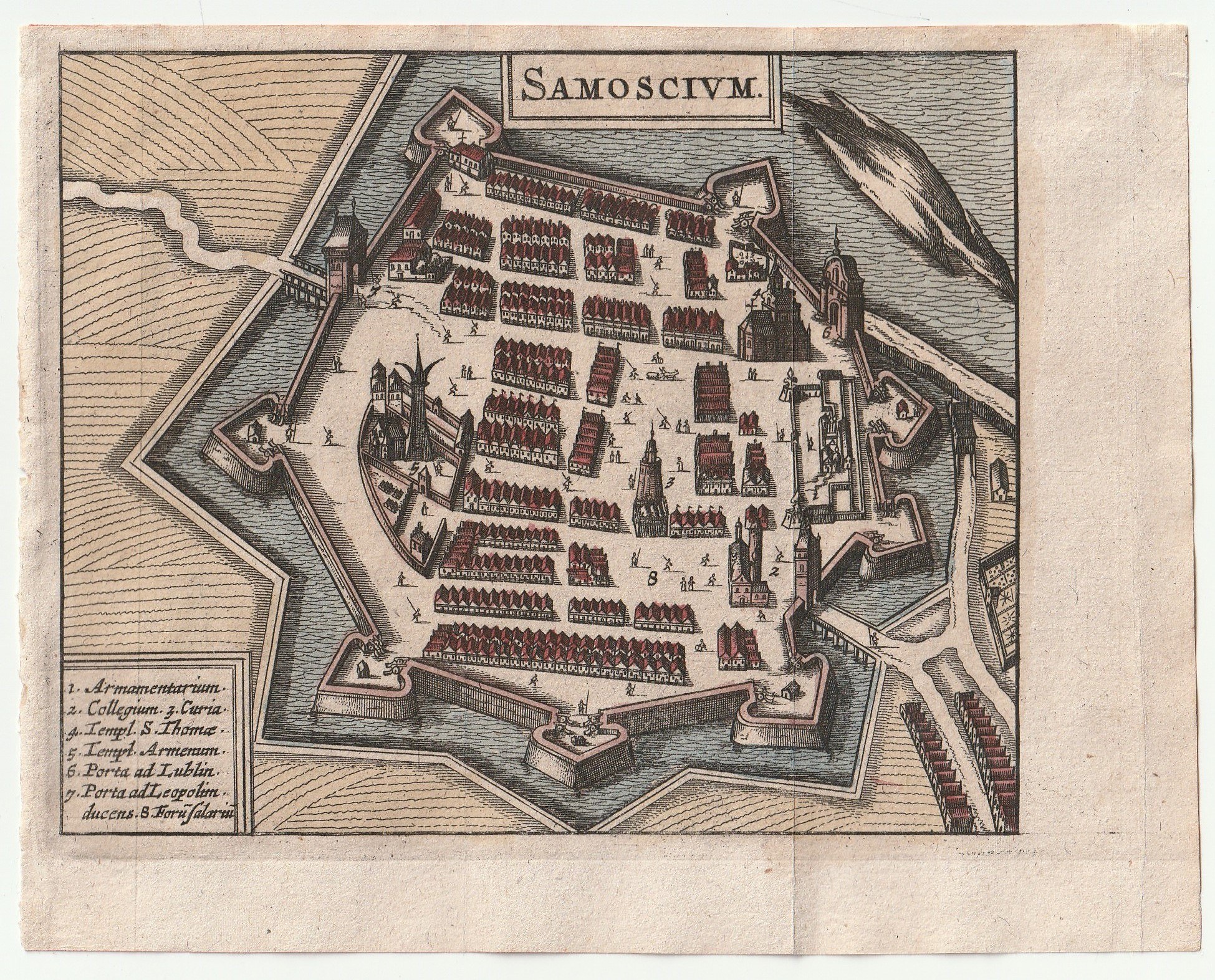 ZAMOŚĆ. Plan miasta; pochodzi z: Andreas Cellarius, Regni Poloniae ...