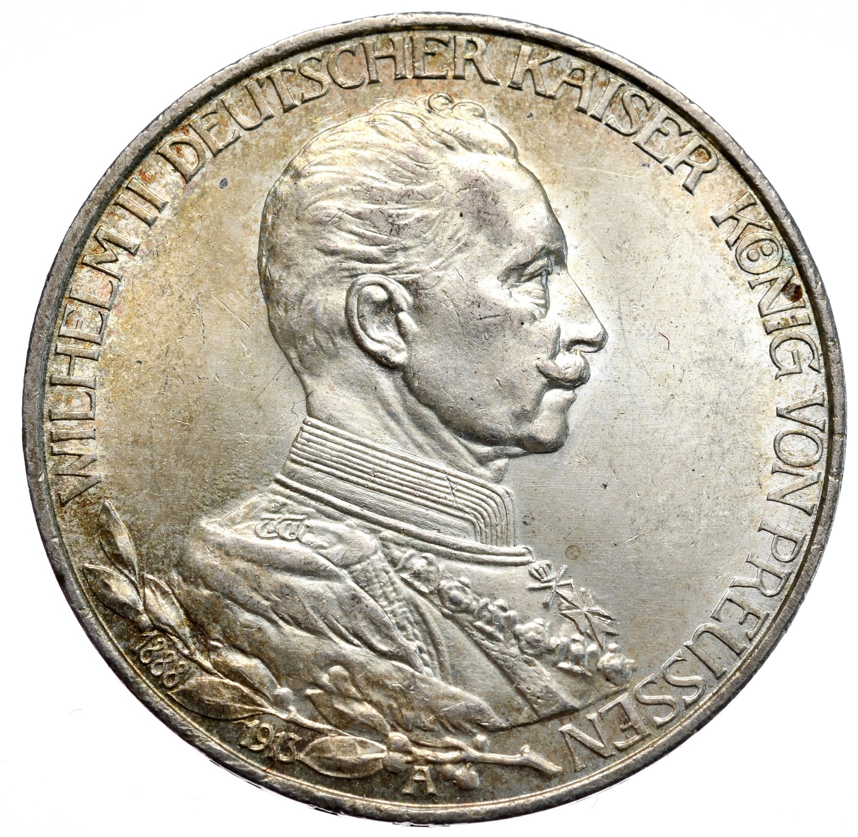 Niemcy, Prusy, 3 marki 1913 A, Berlin, 25 lat rządów Wilhelma II - Aukcja internetowa ...