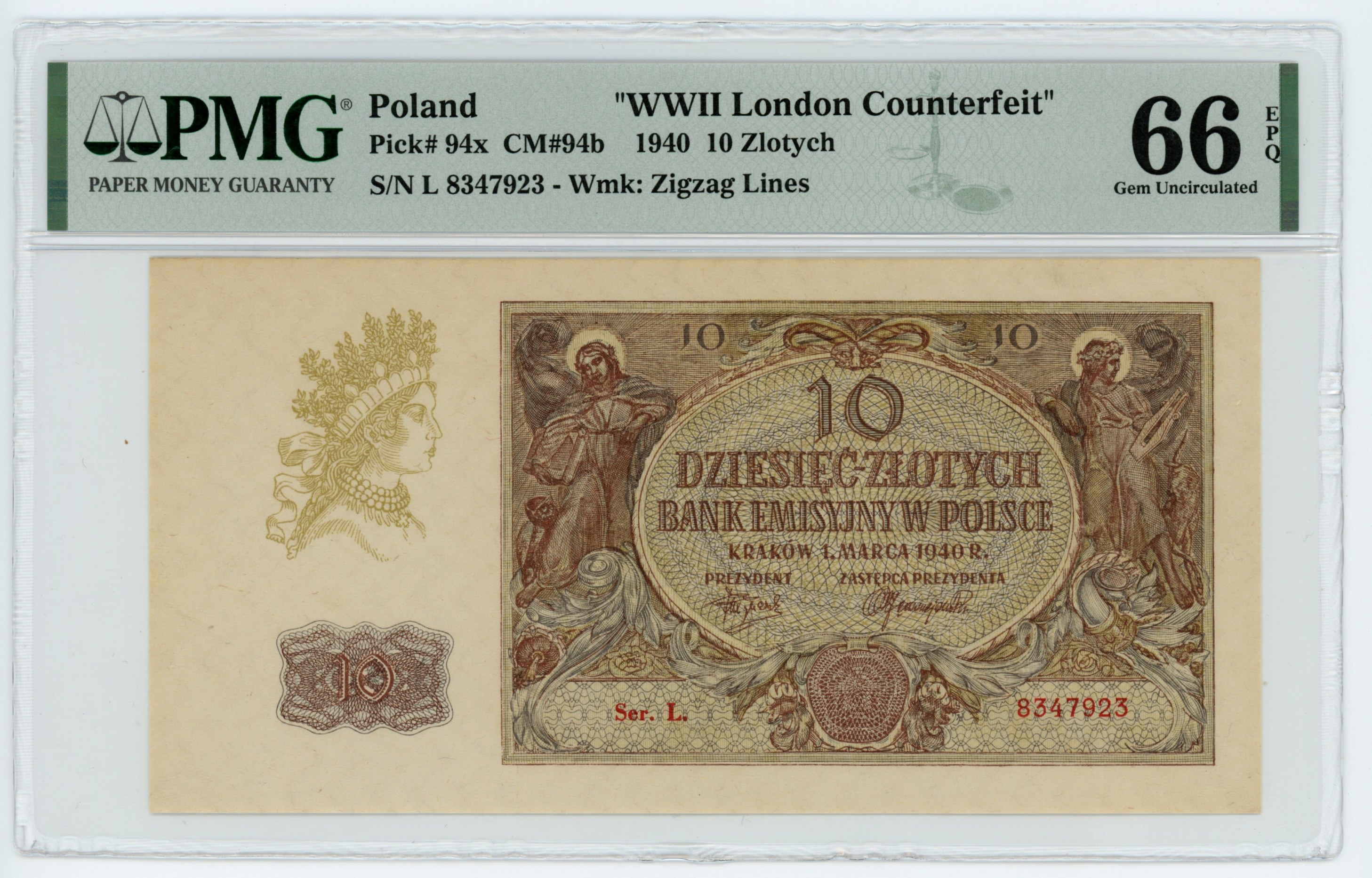10 gold 1940 - London Counterfeit - L series. - PMG 66 EPQ - Online ...