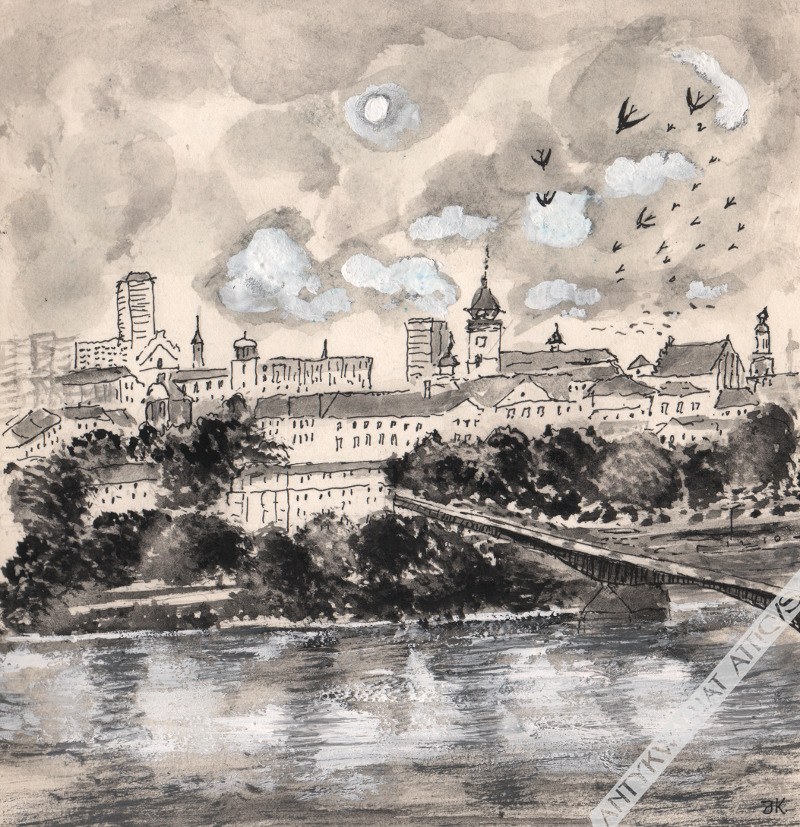 KRZEMIŃSKA Janina (1927-1996), [drawing, ca. 1991] View of Warsaw ...